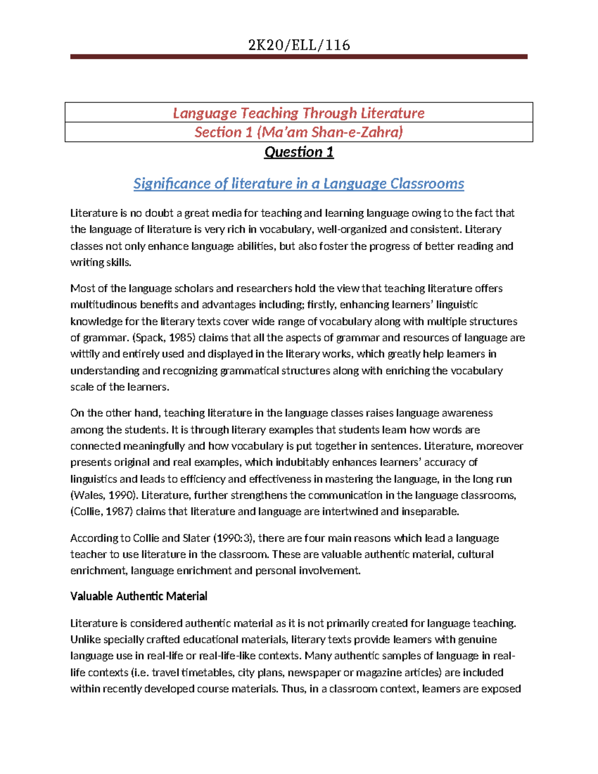 Language Teaching Through Literature - Language Teaching Through ...