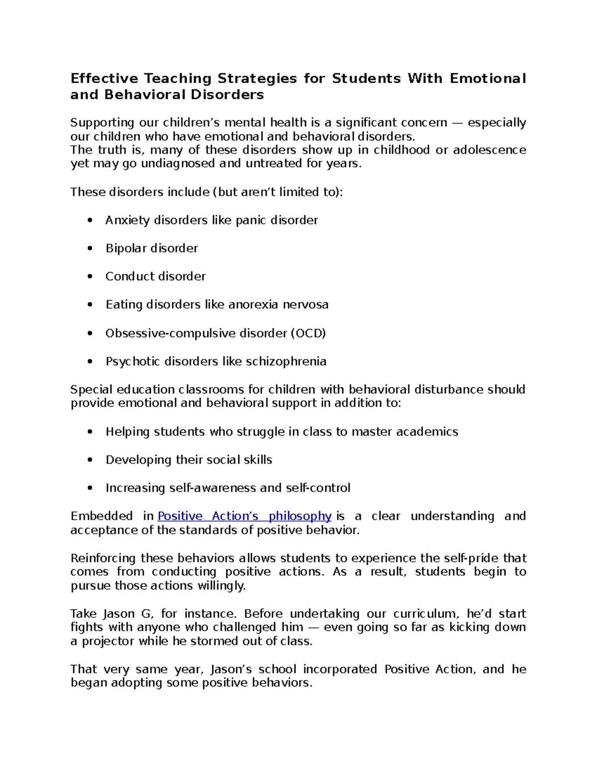 Teaching Students WITH Behavior Disordees - Effective Teaching ...