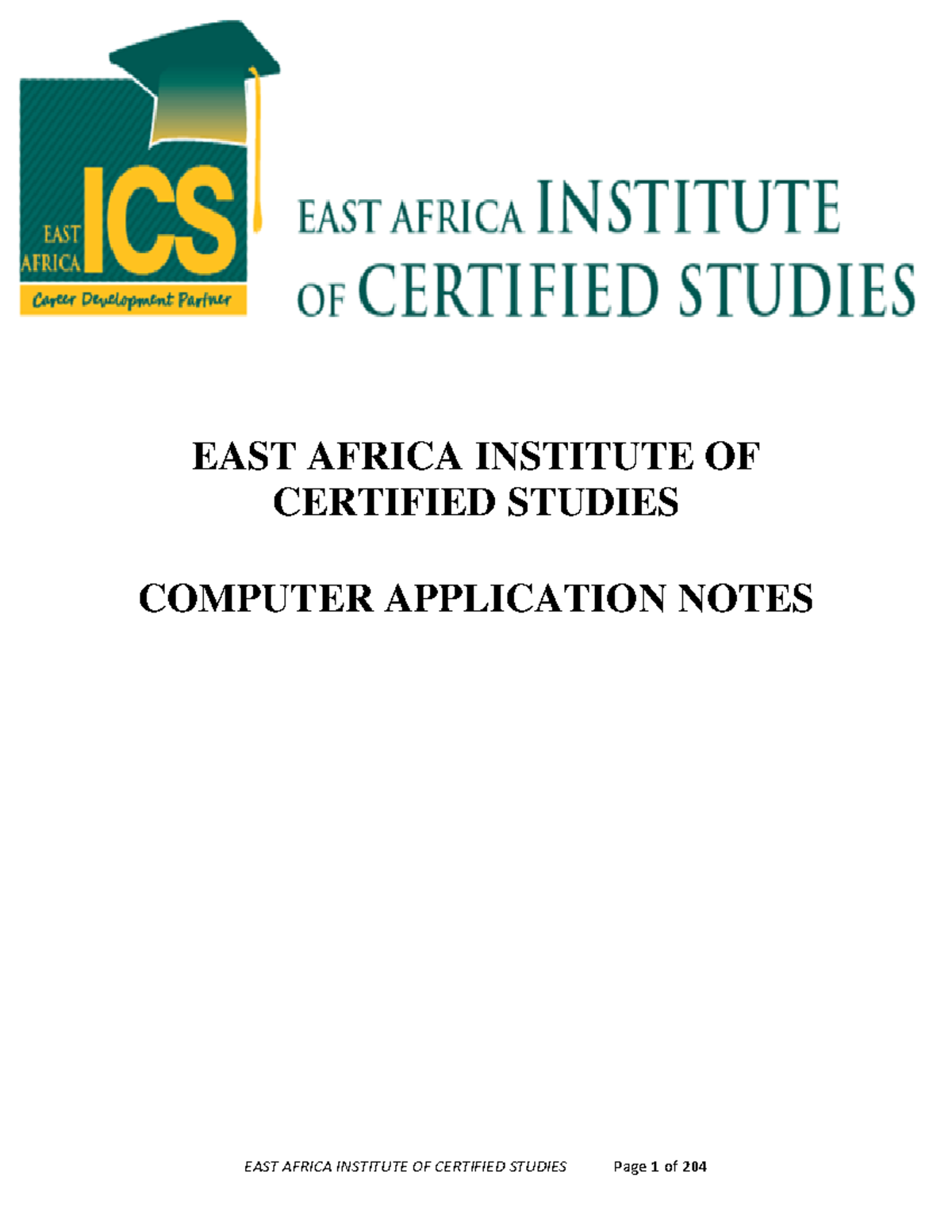 Computer application( Packages ttttttttt-2 - EAST AFRICA INSTITUTE OF ...