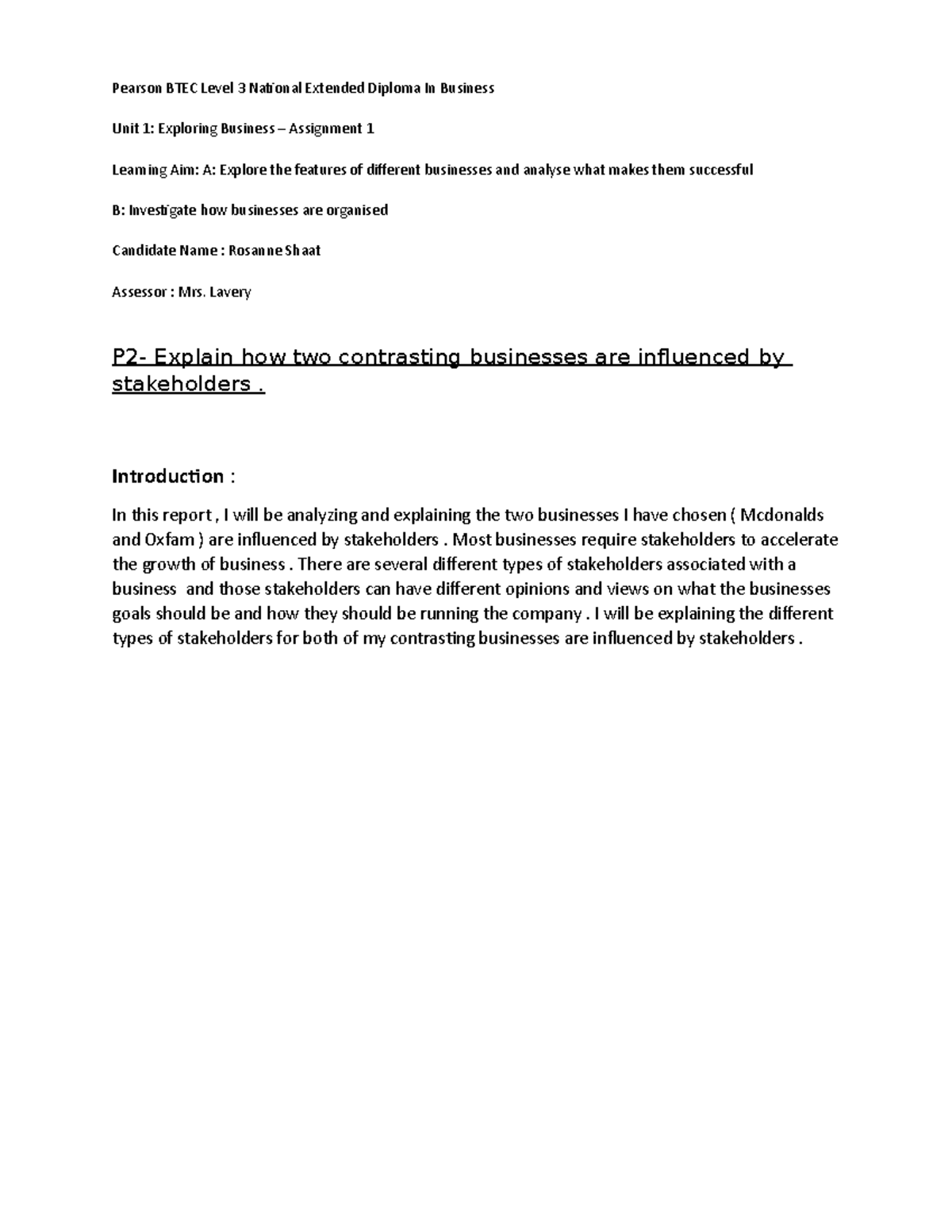 P2 - esc - Pearson BTEC Level 3 National Extended Diploma In Business ...