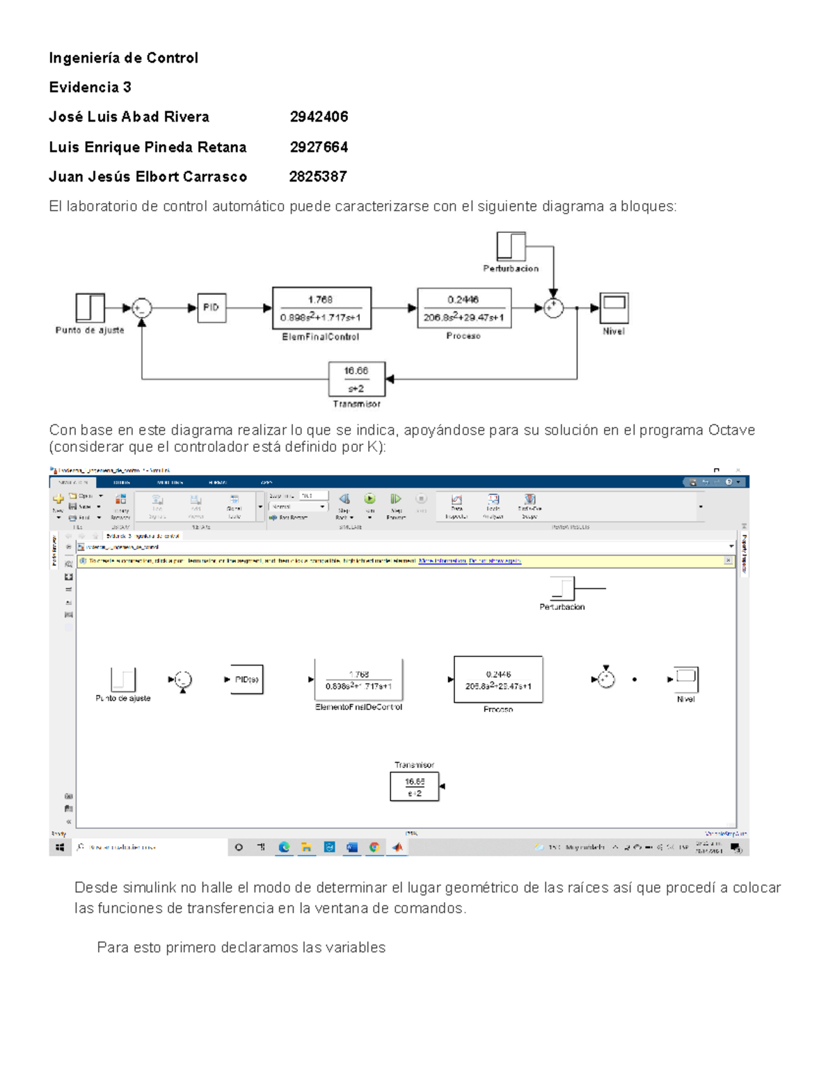 Evidencia 3 Ingeniería de Control - Ingeniería de Control Evidencia 3 ...