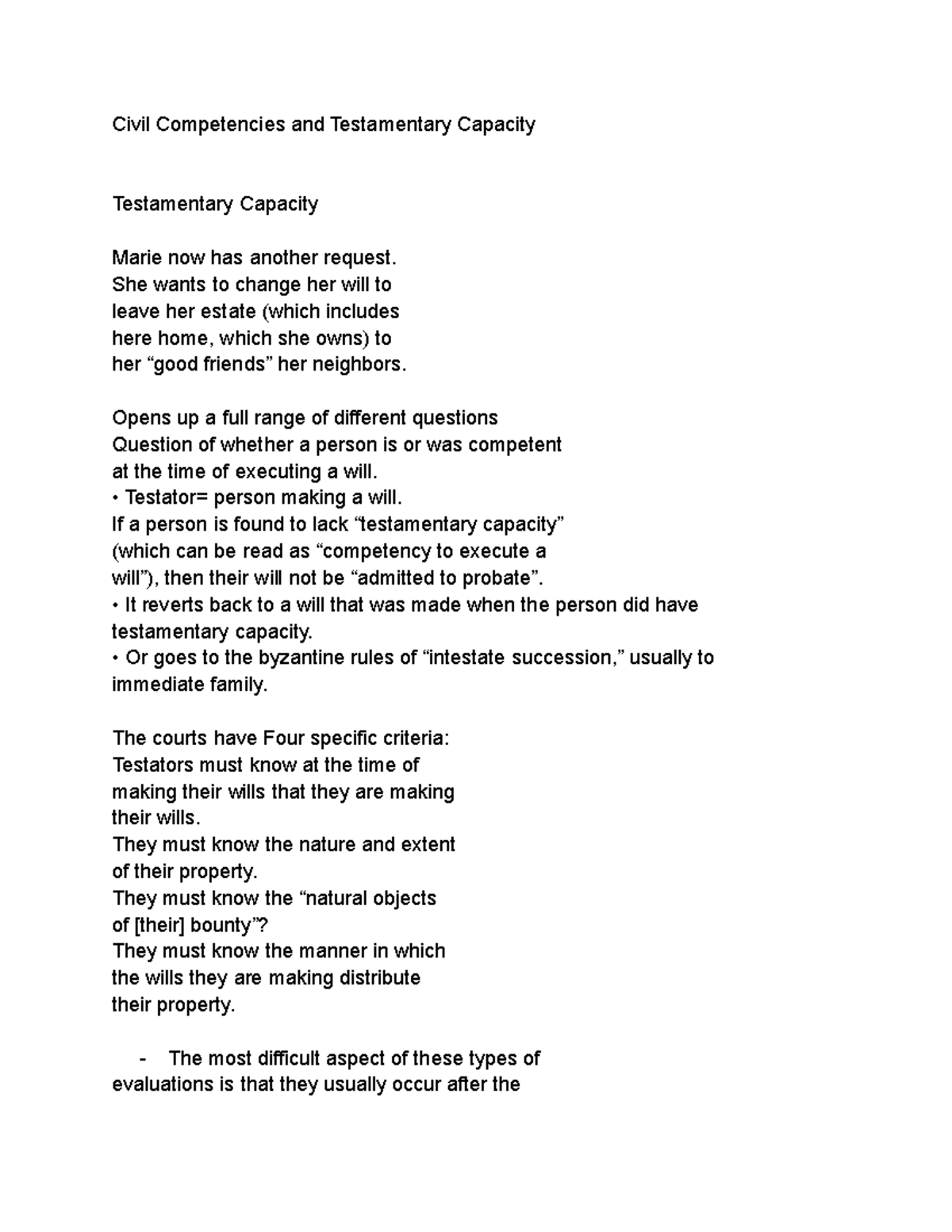 Testamentary Capacity - Civil Competencies and Testamentary Capacity ...