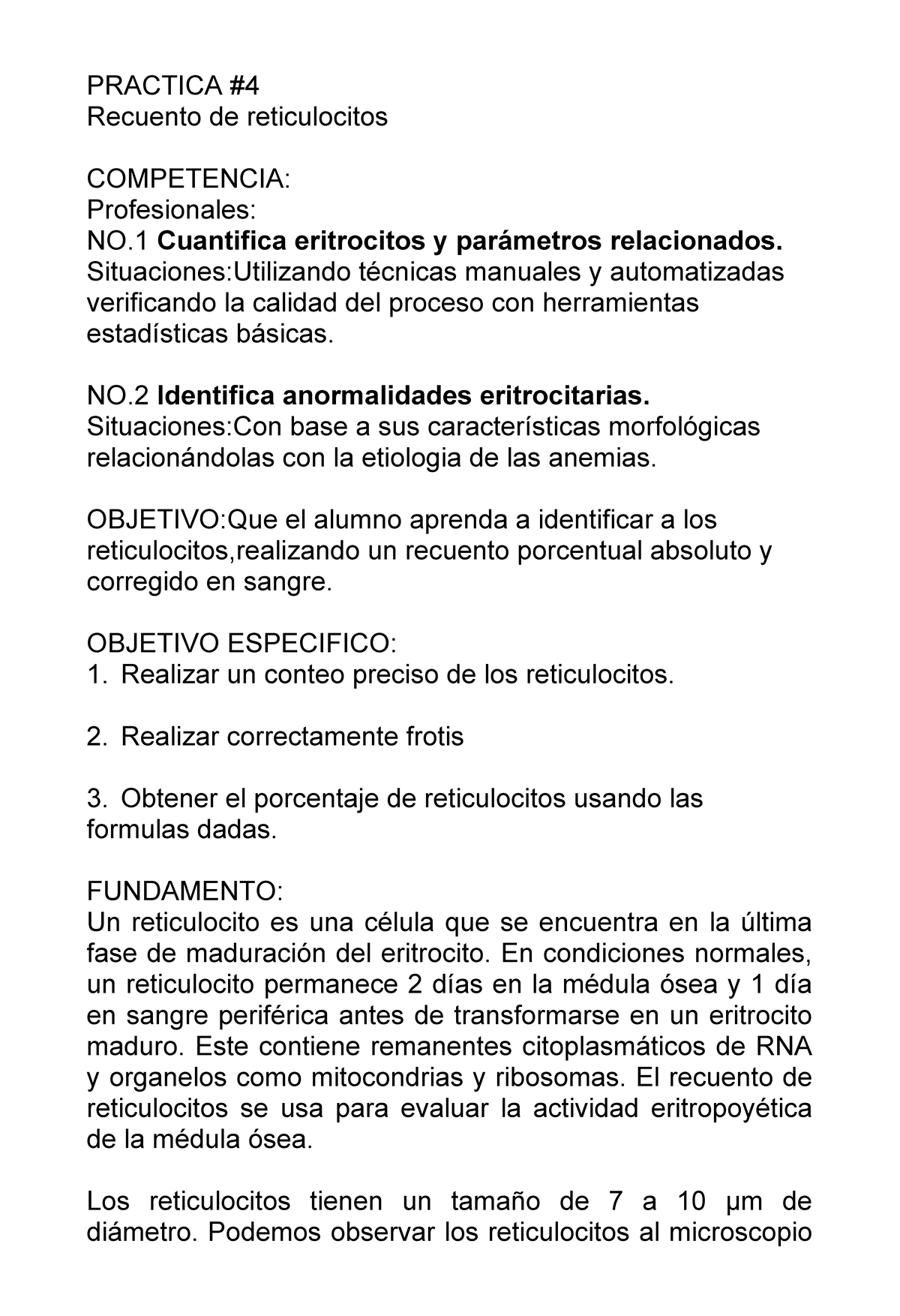 Recuento de reticulocitos - PRACTICA Recuento de reticulocitos ...