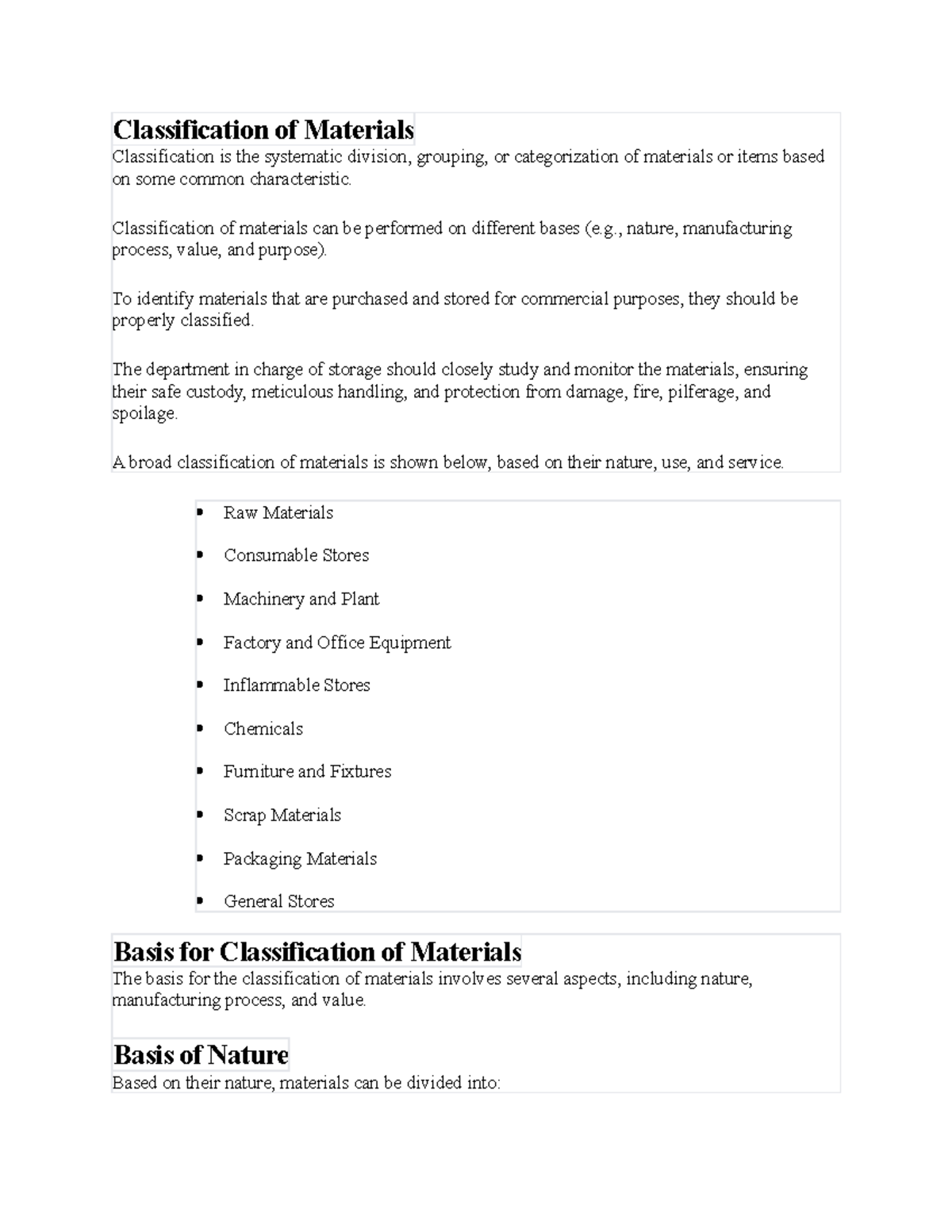 Classification of Materials - Classification of Materials ...