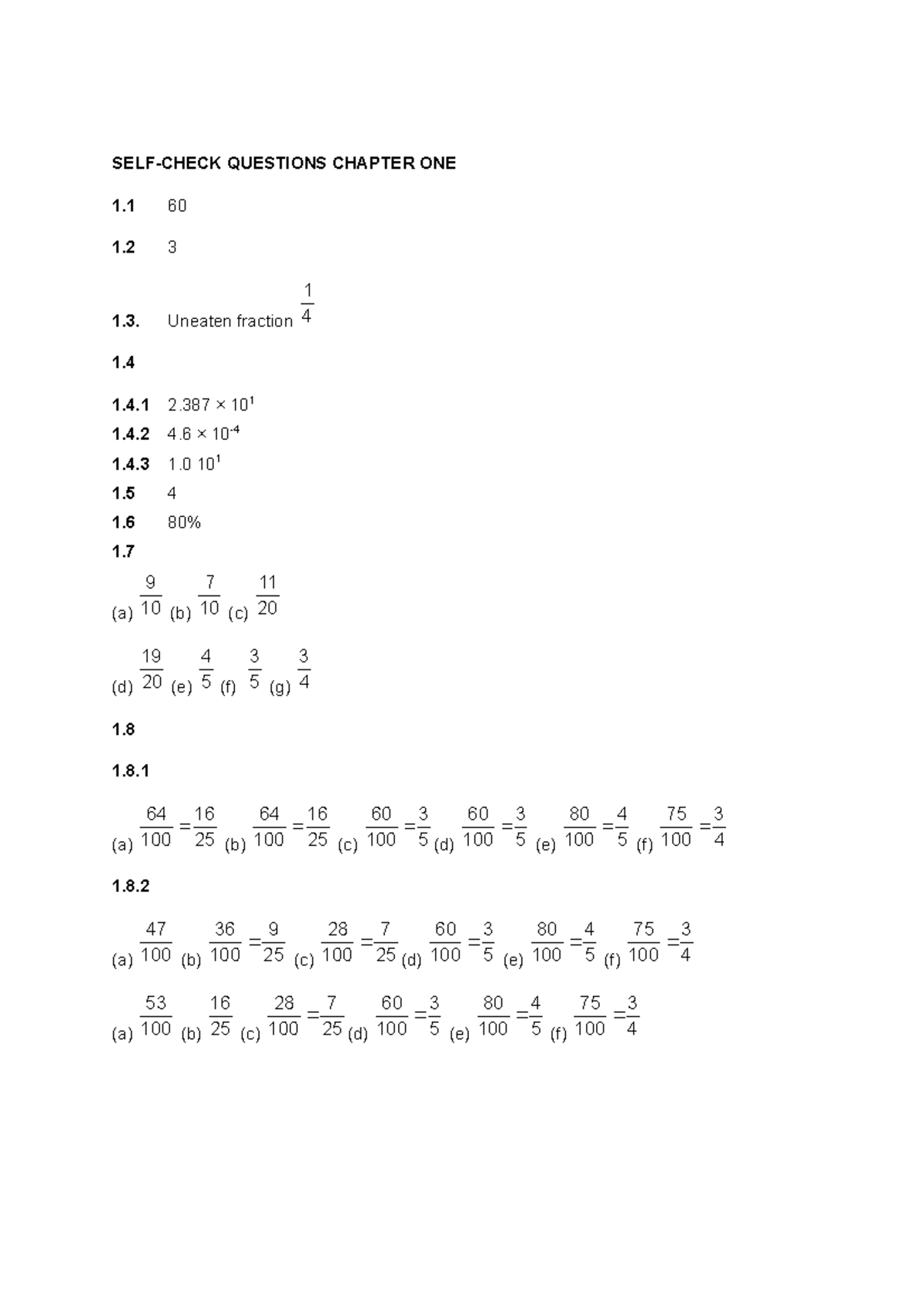 Statistics Self Check Questions Chapter 1 Chapter 7 April 2021 Self Check Questions Chapter 