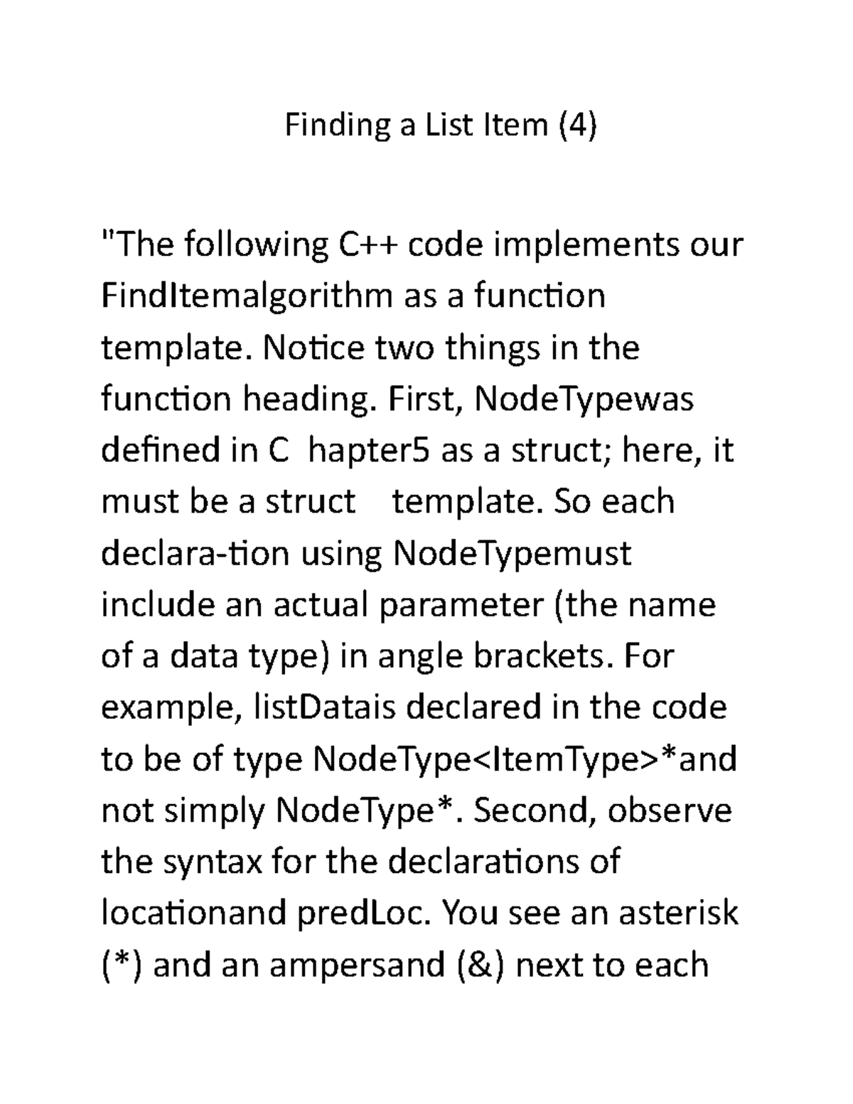 8 - DS Notes - Finding a List Item (4) "The following C++ code ...