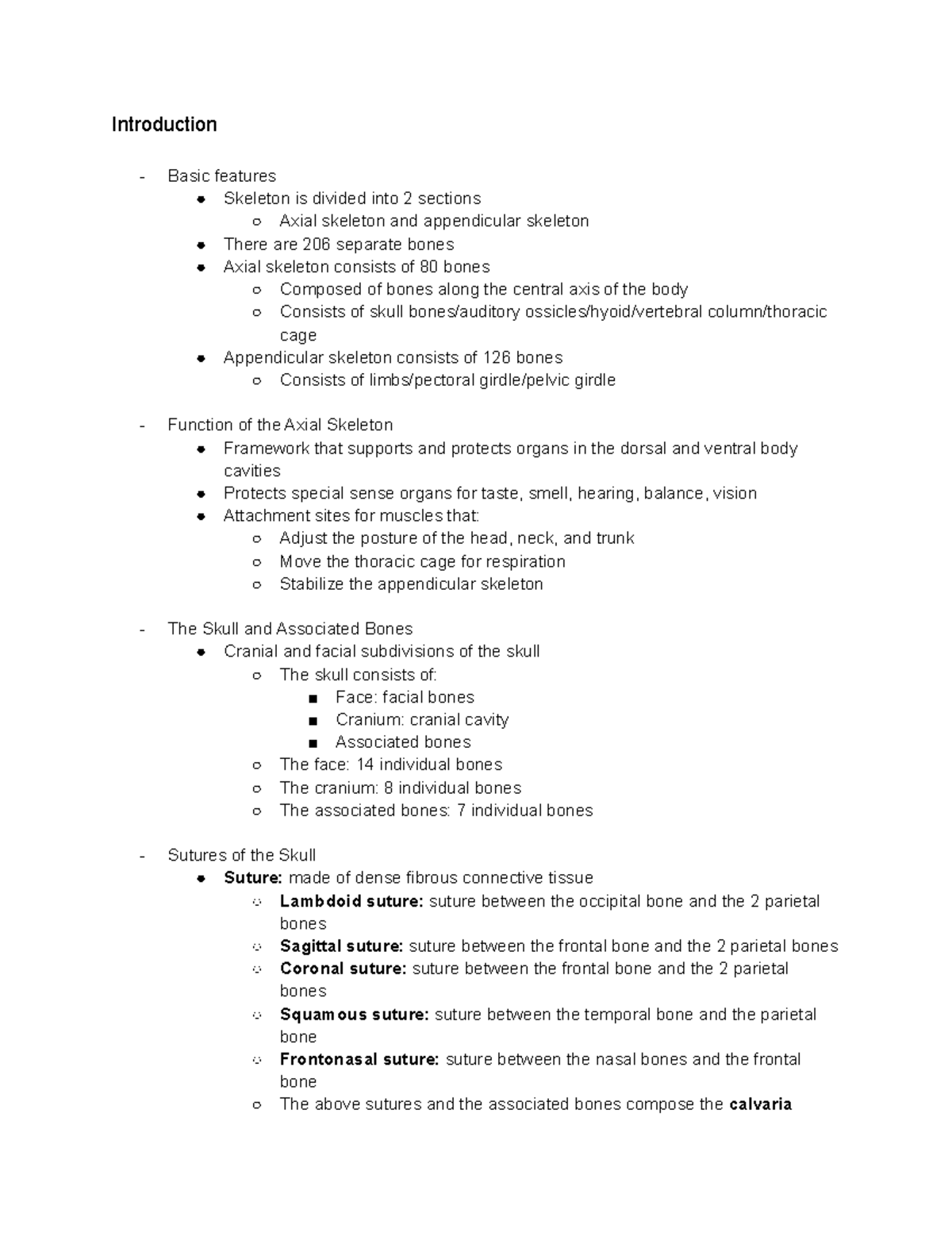 Anatomy Notes - Appendicular Axial Skeleton - Introduction Basic ...
