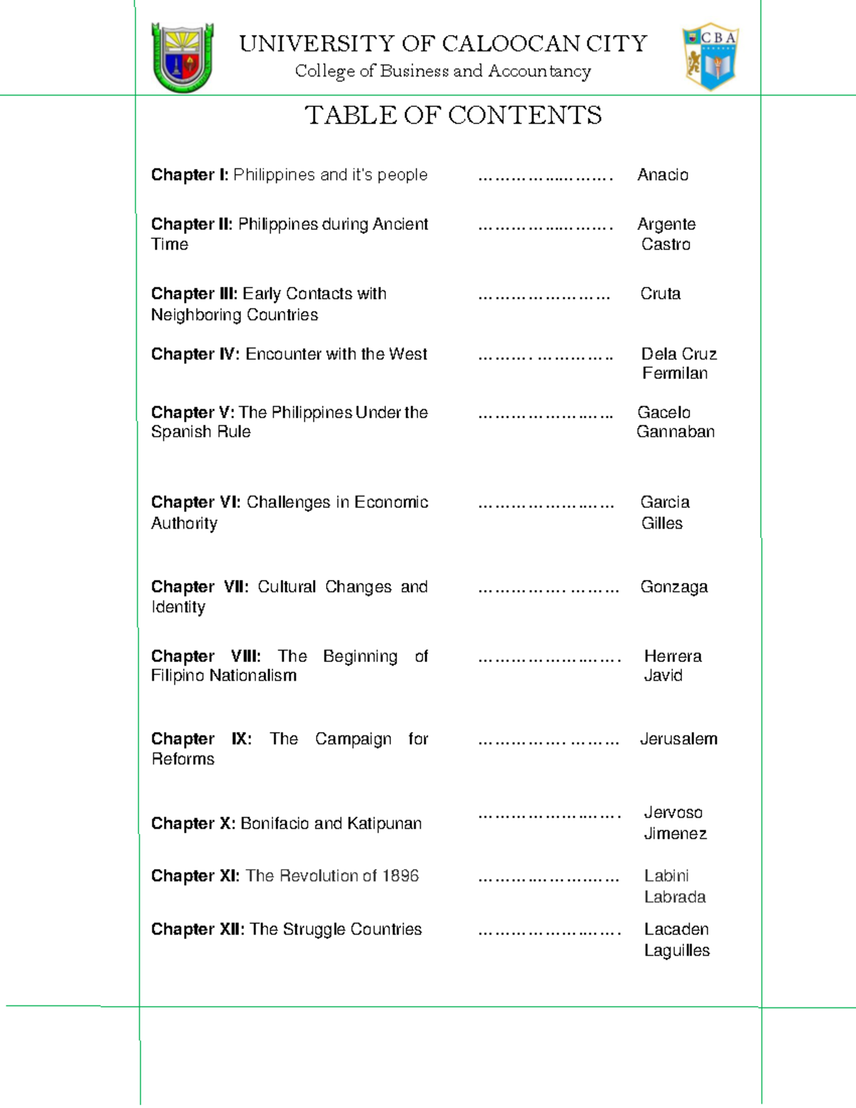 Reading in Philippine History (Compilation) - College of Business and ...