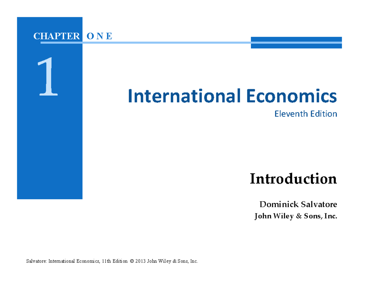 Slides - ECO3002 - Ch 1 Introduction - International Economics Eleventh Edition Introduction ...