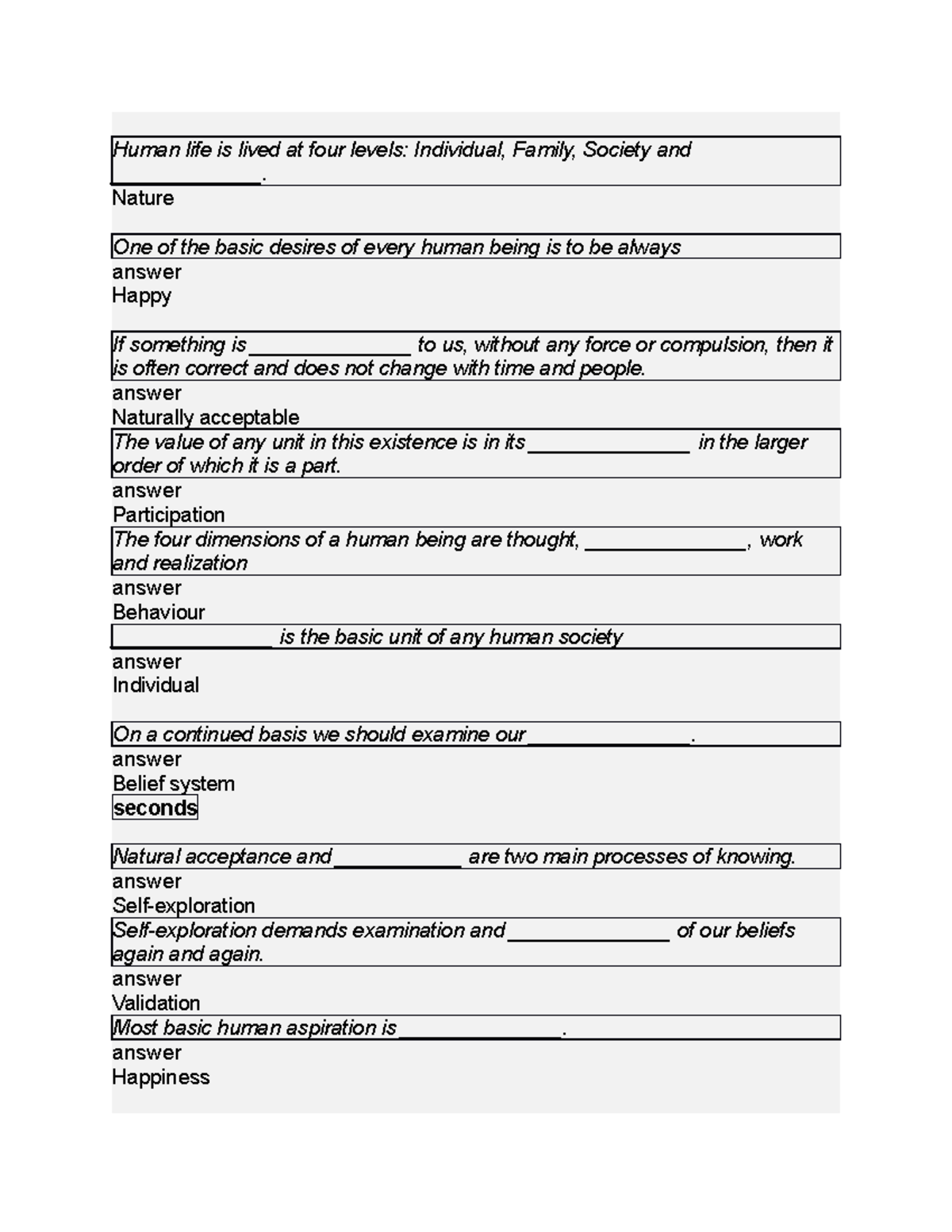 Human life is lived at four levels - Nature One of the basic desires of ...