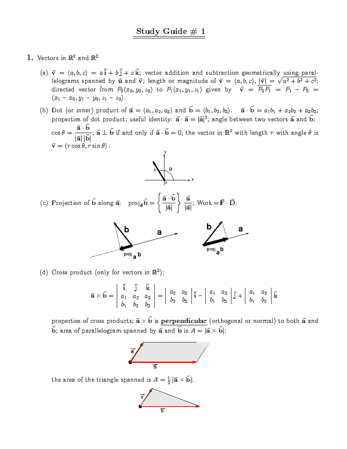 Calc 3 exam 1 study guide - MA 261 - Fall 2013 Study Guide # 1 1 ...