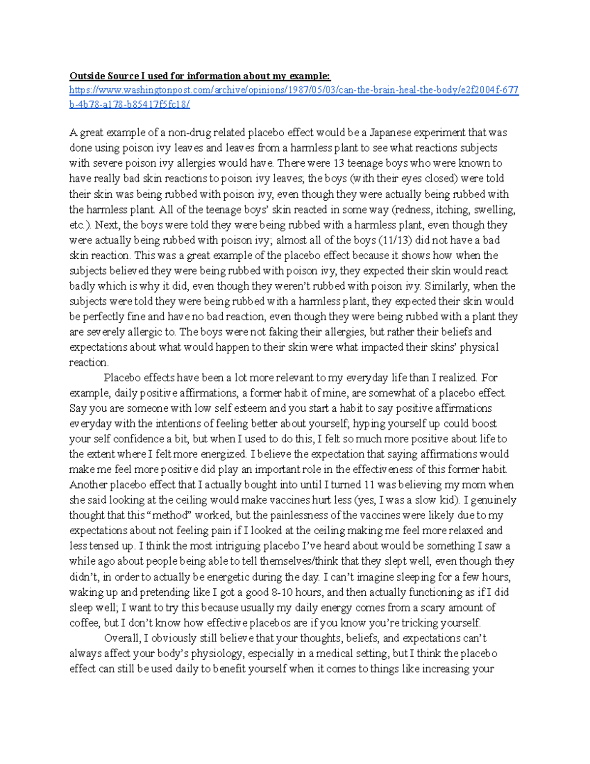 Psych C61 Homework 3 Essay - Outside Source I used for information ...