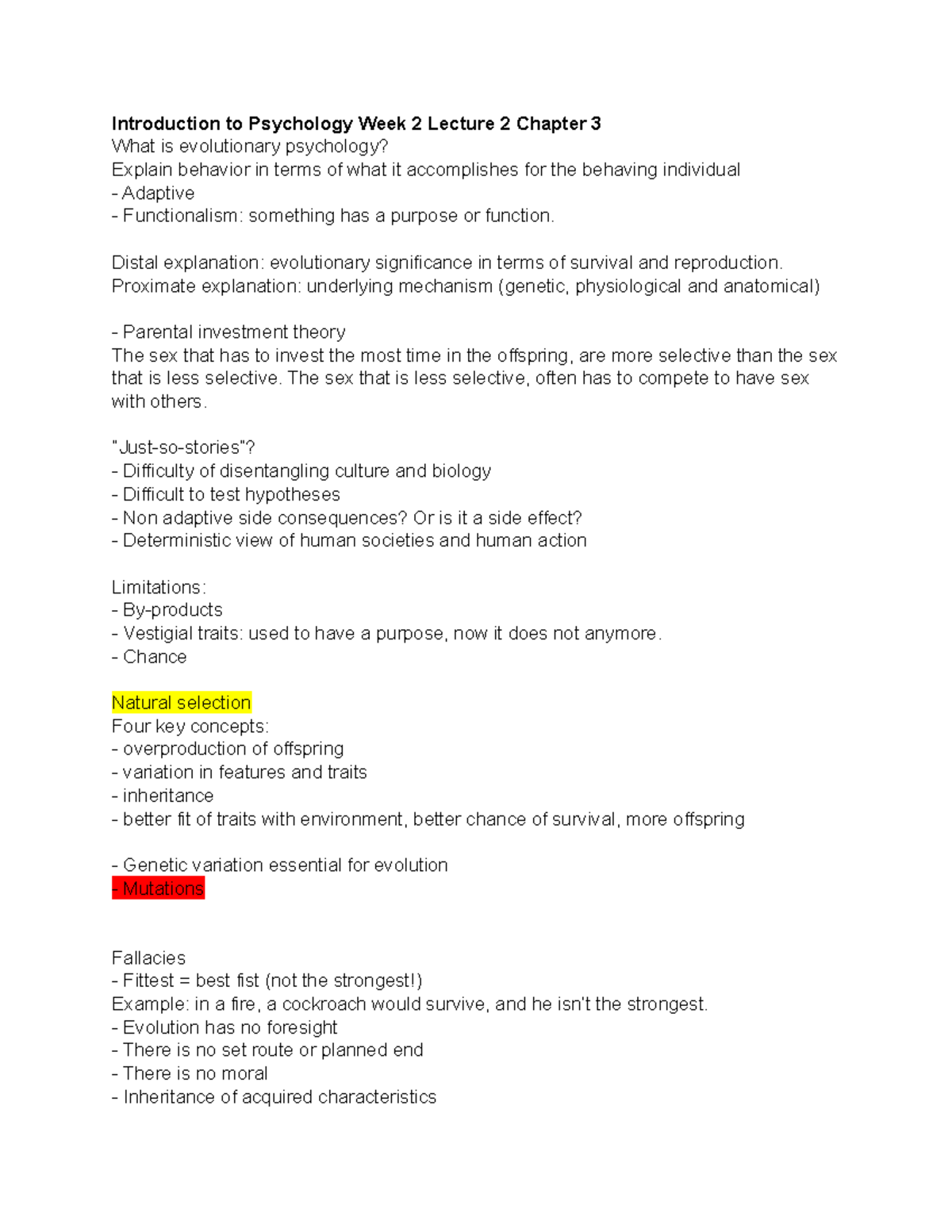 Introduction to Psychology Semester 1 Week 2 Lecture 2 Chapter 3 - Introduction to Psychology ...