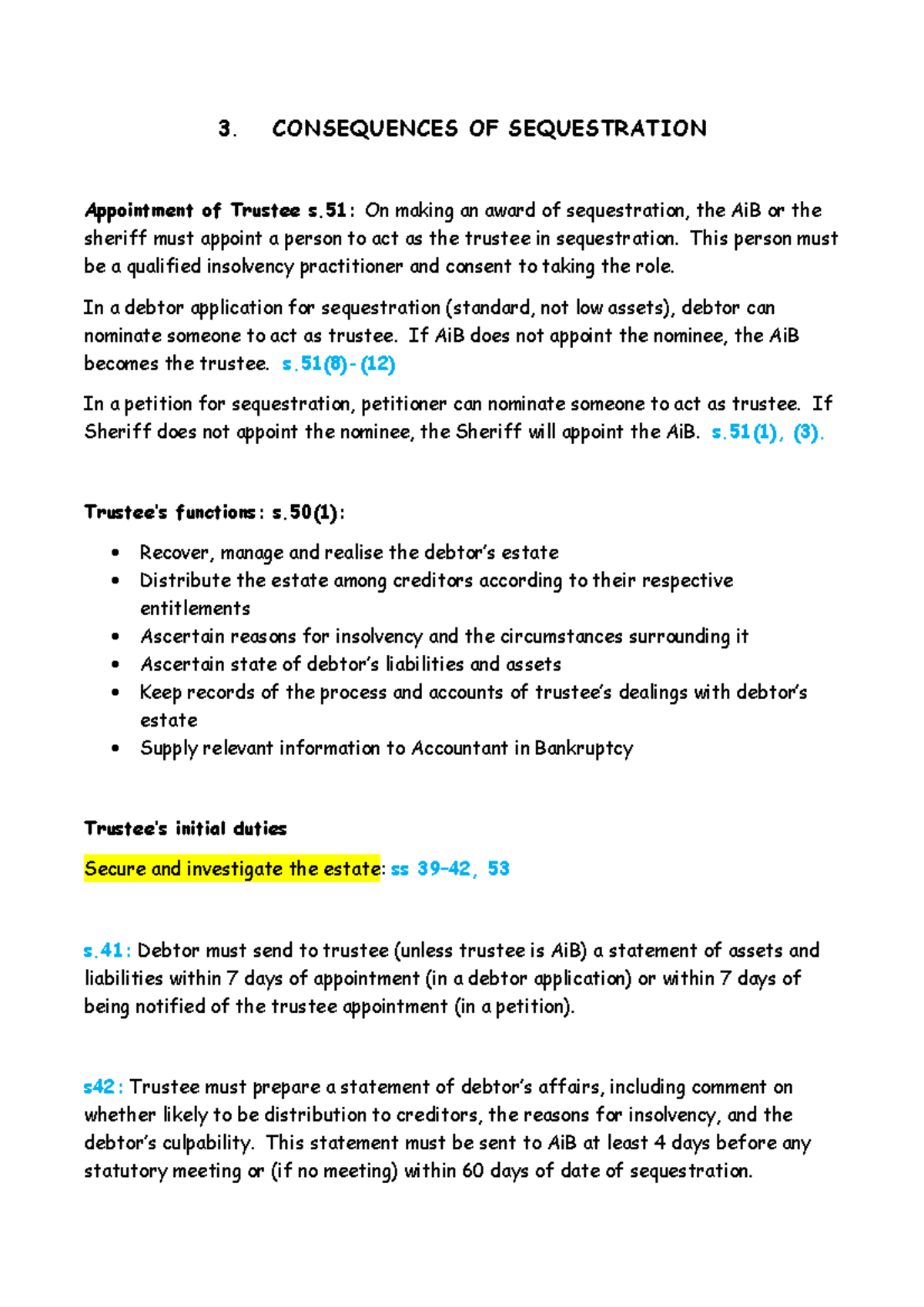 3. Personal Insolvency - Consequences of Sequestration - 3 ...