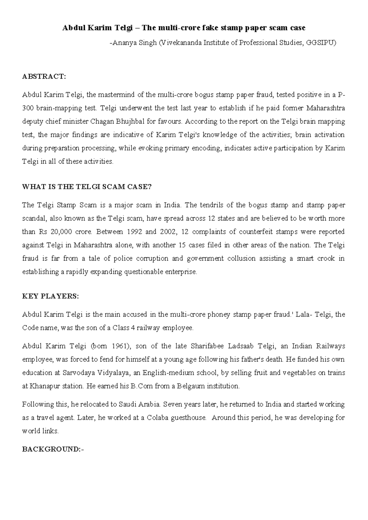 Ananya singh - Vips -2 - Abdul Karim Telgi – The multi-crore fake stamp ...