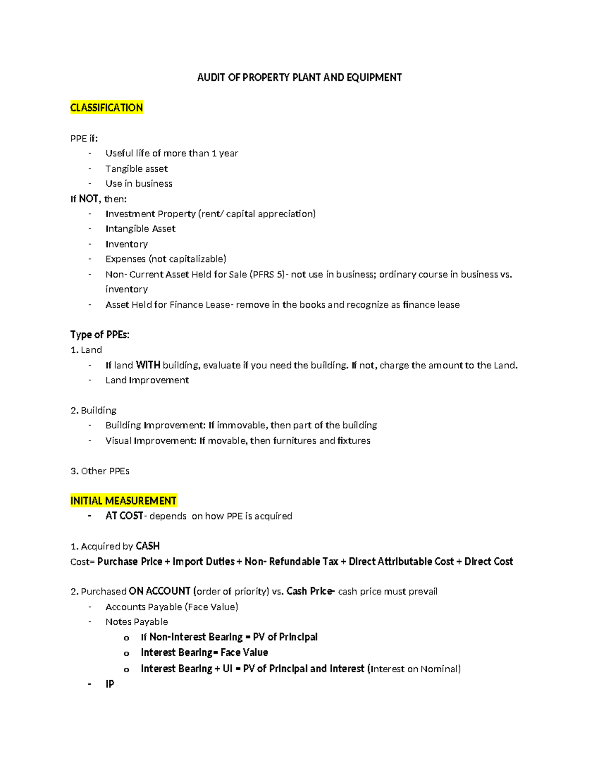 Audit OF Property Plant AND Equipment - AUDIT OF PROPERTY PLANT AND ...