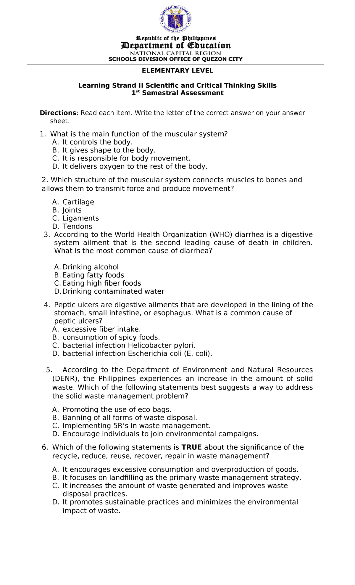 ELEM-LS-2-SCT - activity sheets for elementary learners - ELEMENTARY ...