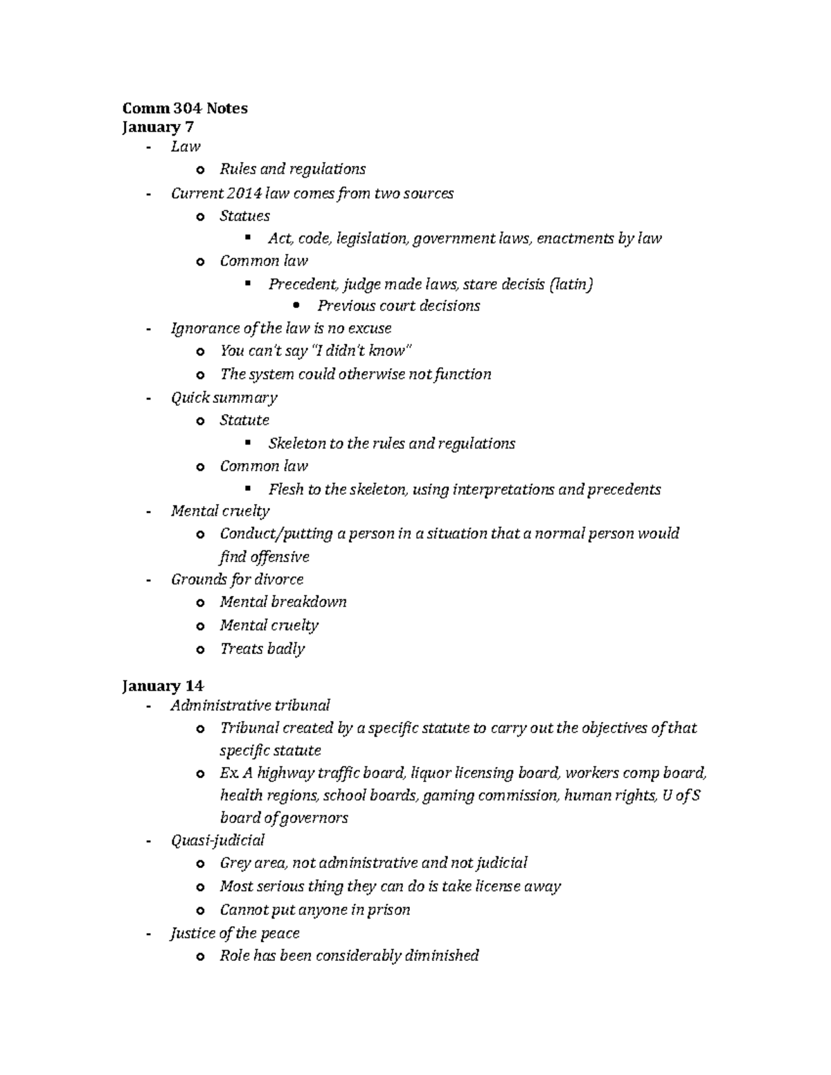 Lecture notes - Introduction to Business Law - complete - Comm 304 ...
