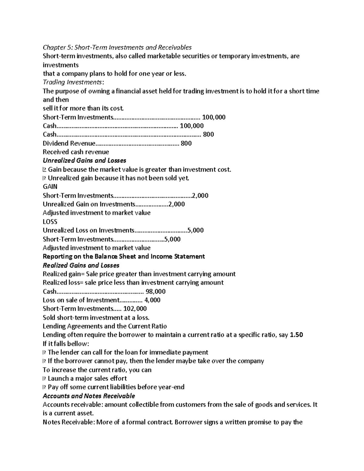 Chapter 5 short term invstments and receivables - Chapter 5: Short-Term ...
