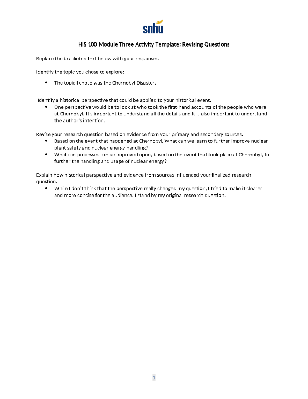 HIS 100 Module Three Activity Revising - HIS 100 Module Three Activity ...