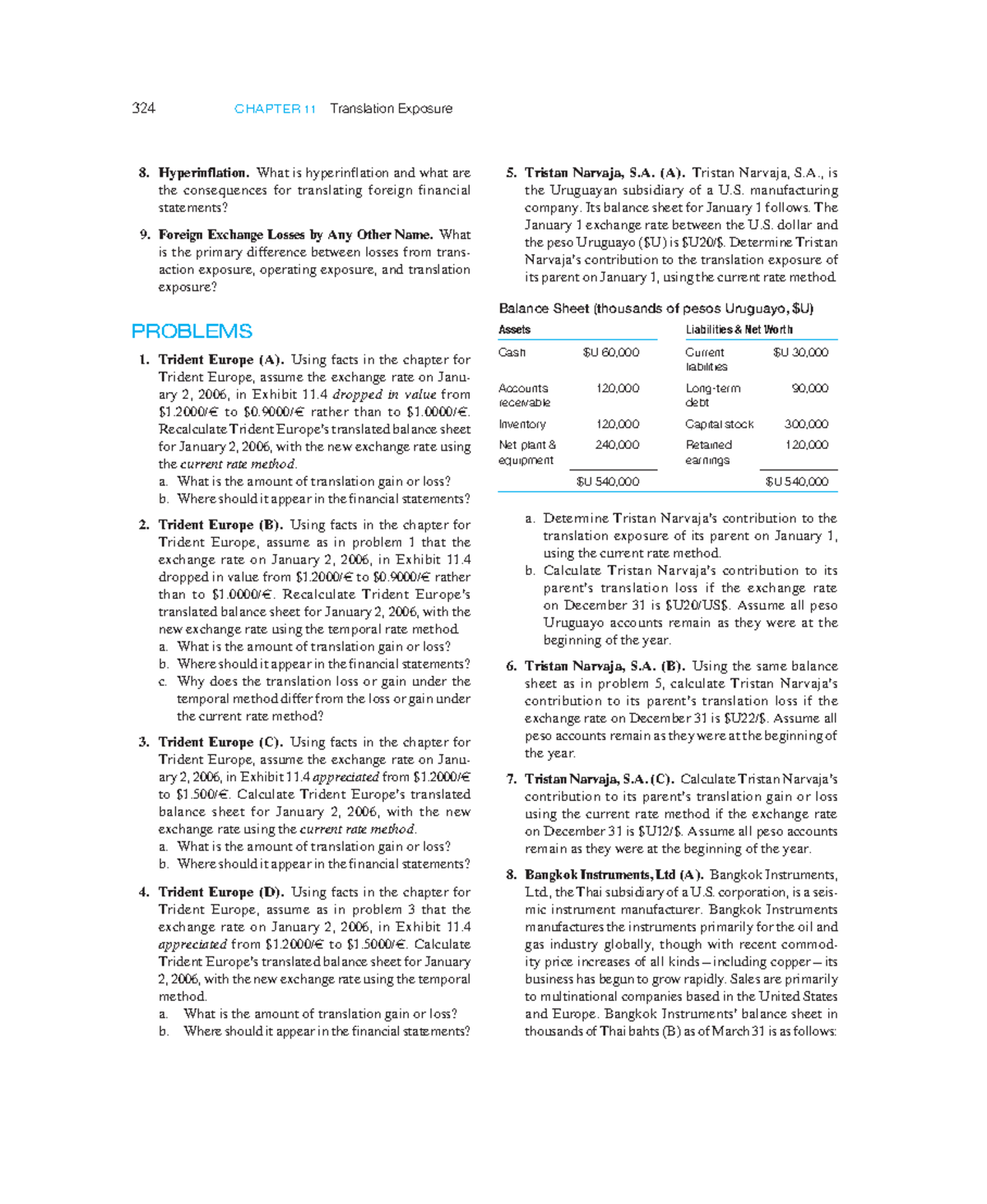 Multifunctional Finance Management-87 - 324 CHAPTER 11 Translation Exposure Tristan Narvaja, S ...