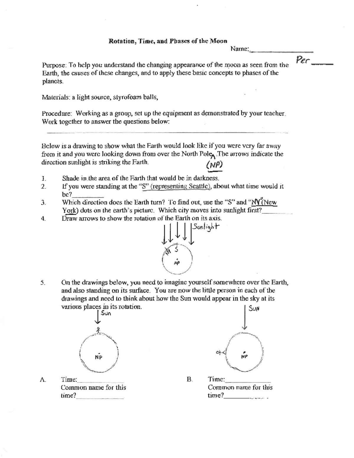 Phases of the Moon and Sun-Earth-Moon diagrams - Rotation, Time, and ...