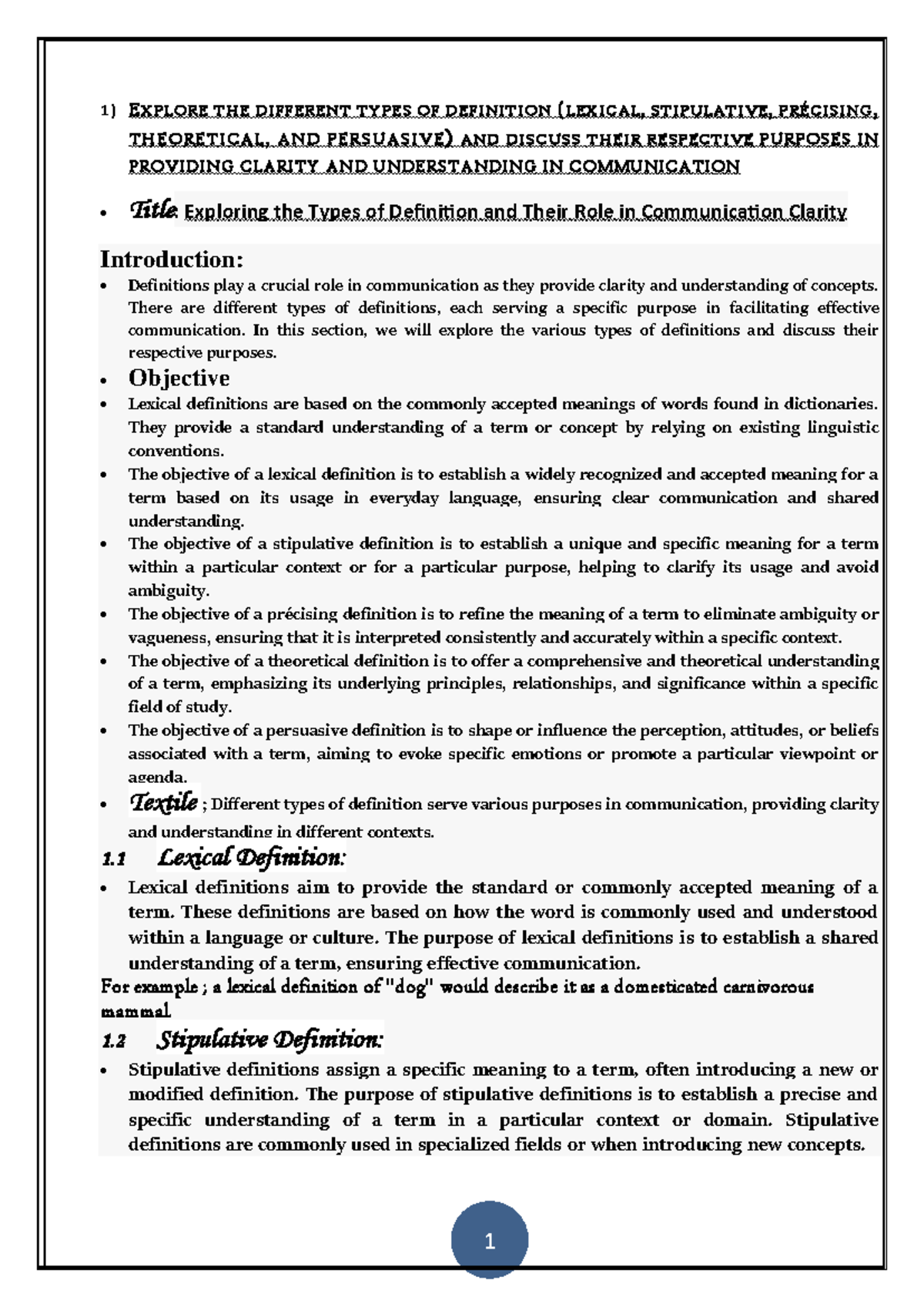 New - exact - ####### 1) EXPLORE THE DIFFERENT TYPES OF DEFINITION ...