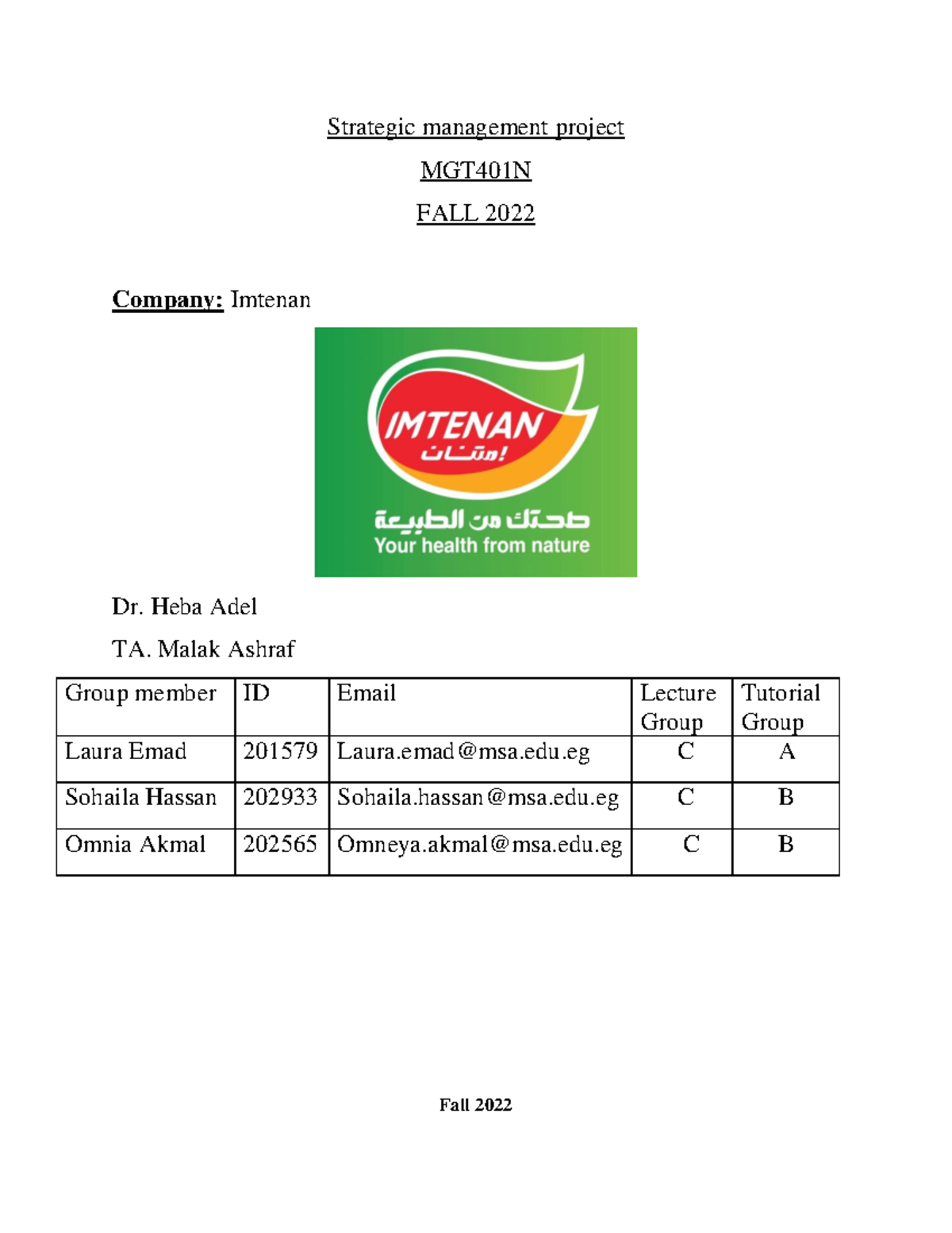 Exemplar 1 - strategic management - Strategic management project ...