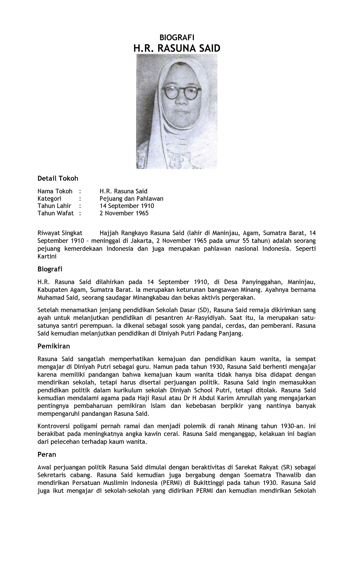 Rasuna said - BIOGRAFI - BIOGRAFI H. RASUNA SAID Detail Tokoh Nama ...