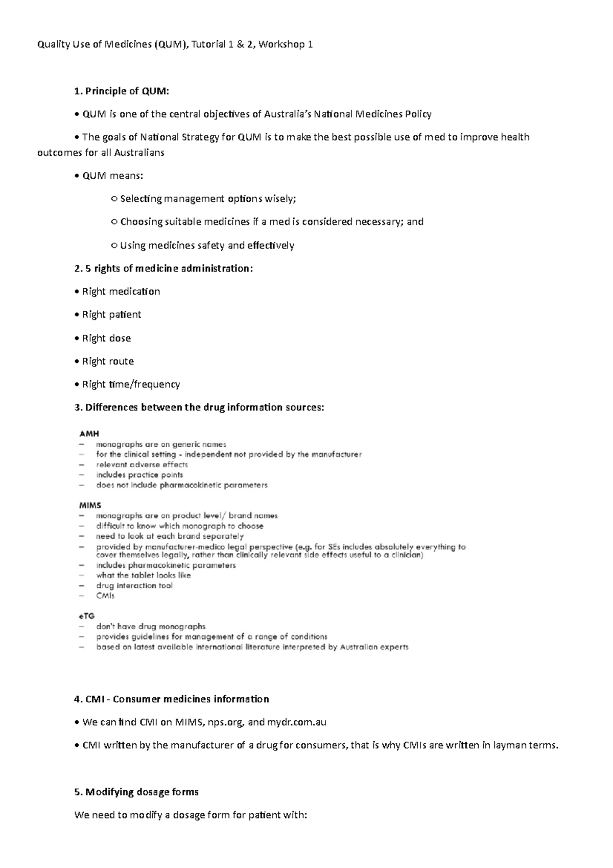 Quality Use of Medicines (QUM) Tutorial 1 & 2 - Principle of QUM: QUM ...