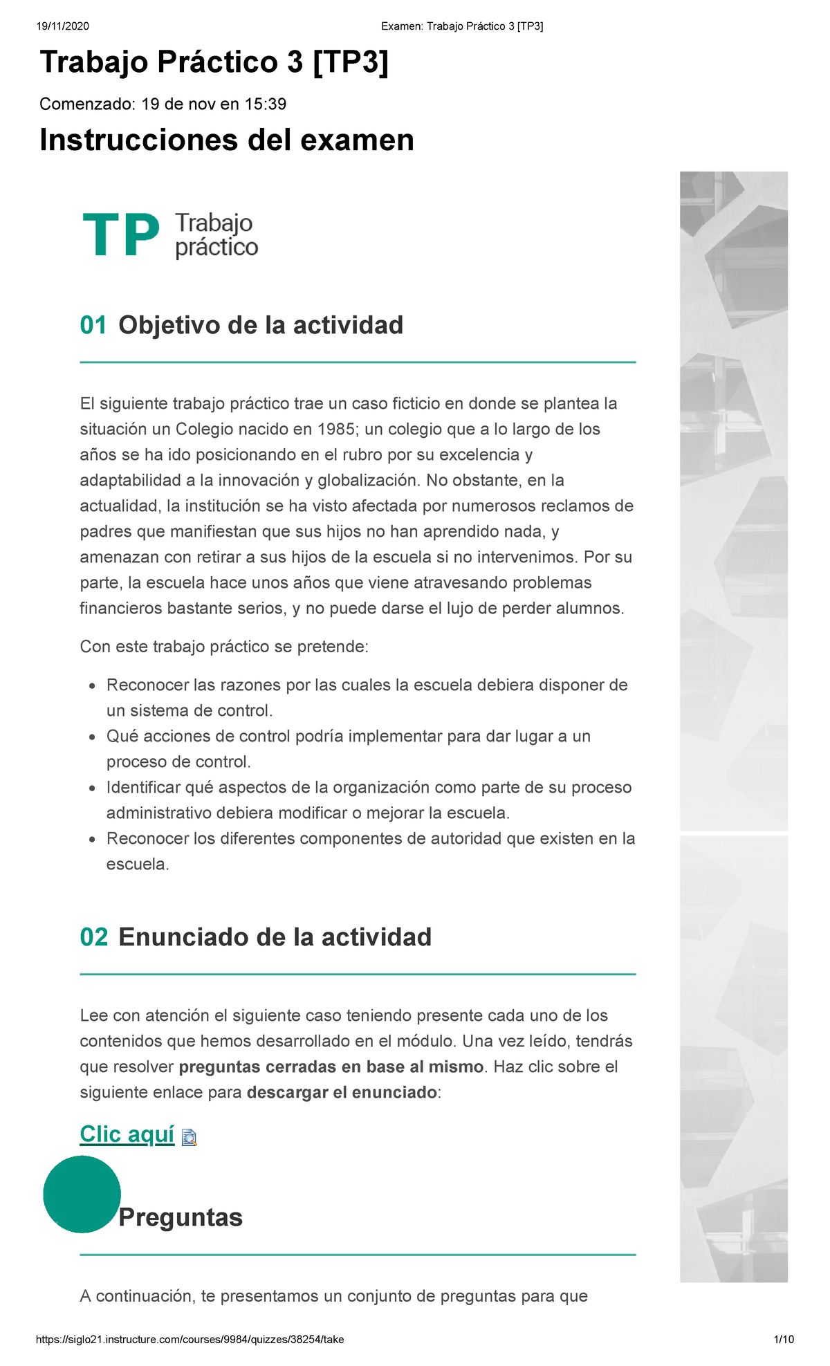 TP3 mio 90 %ADM - tp3 de administracion - Trabajo Práctico 3 [TP3] Comenzado: 19 de nov en 15 ...