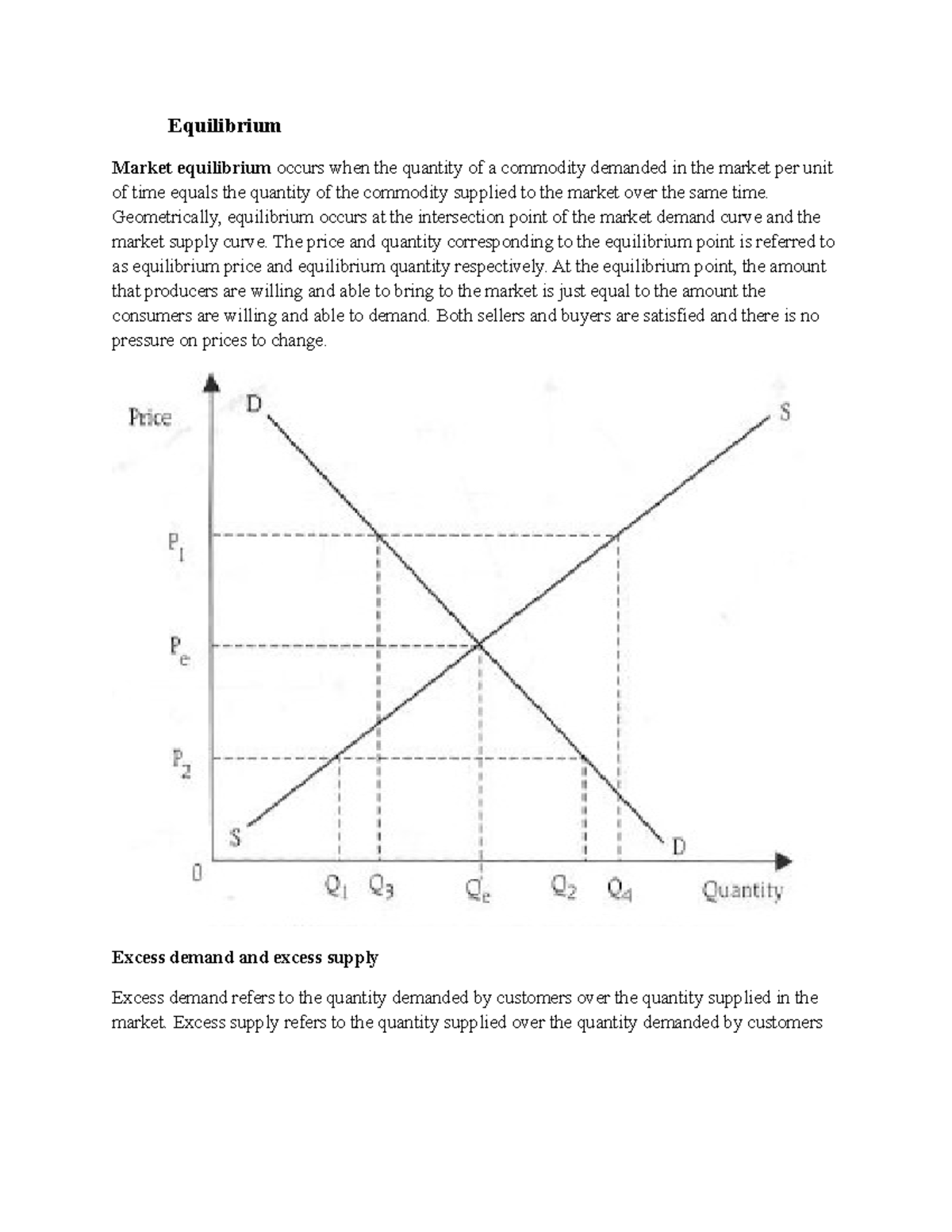 Equilibrium - Geometrically, equilibrium occurs at the intersection ...