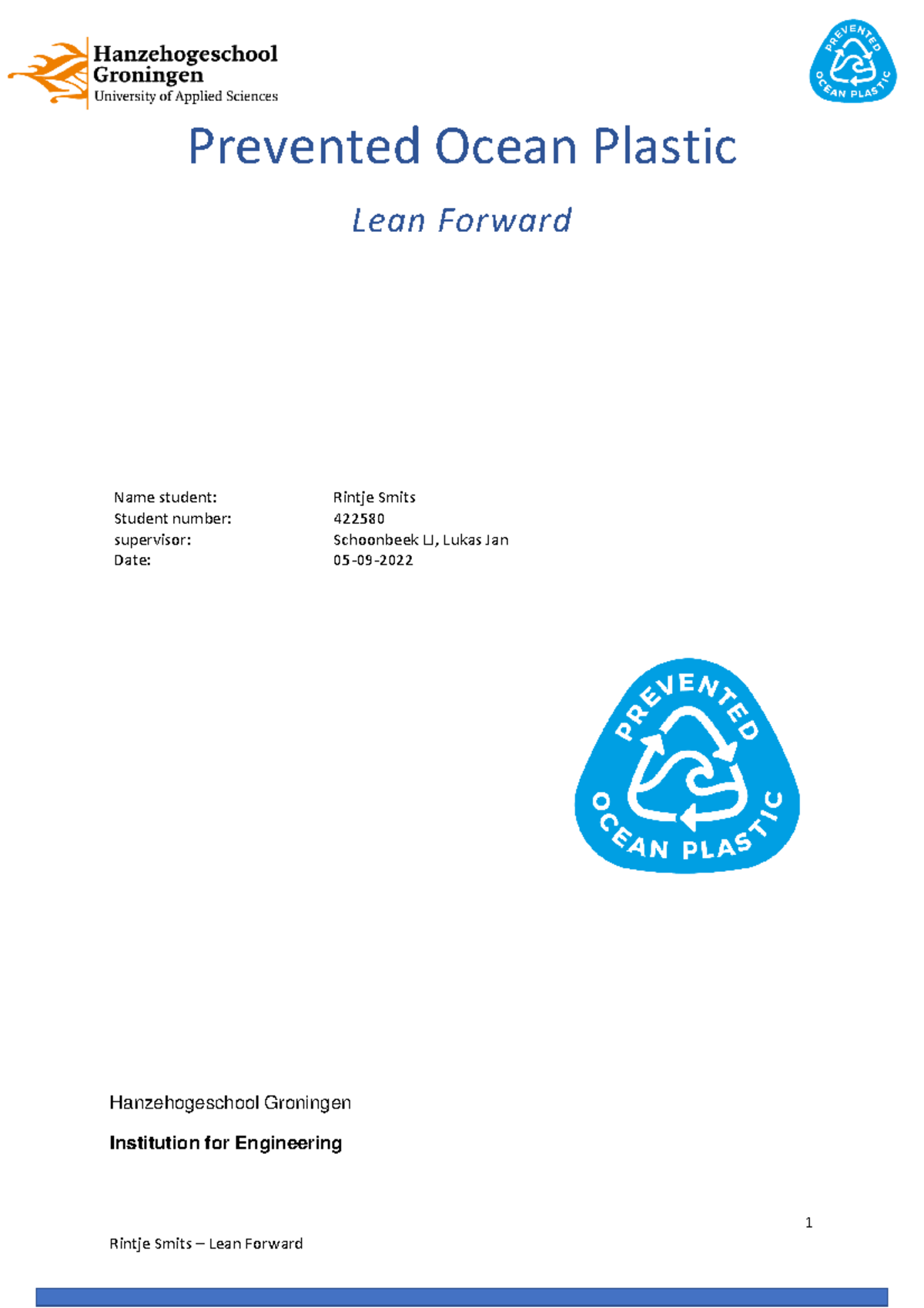 Lean Forward, advice report POP Rintje Smits - 1 Prevented Ocean ...