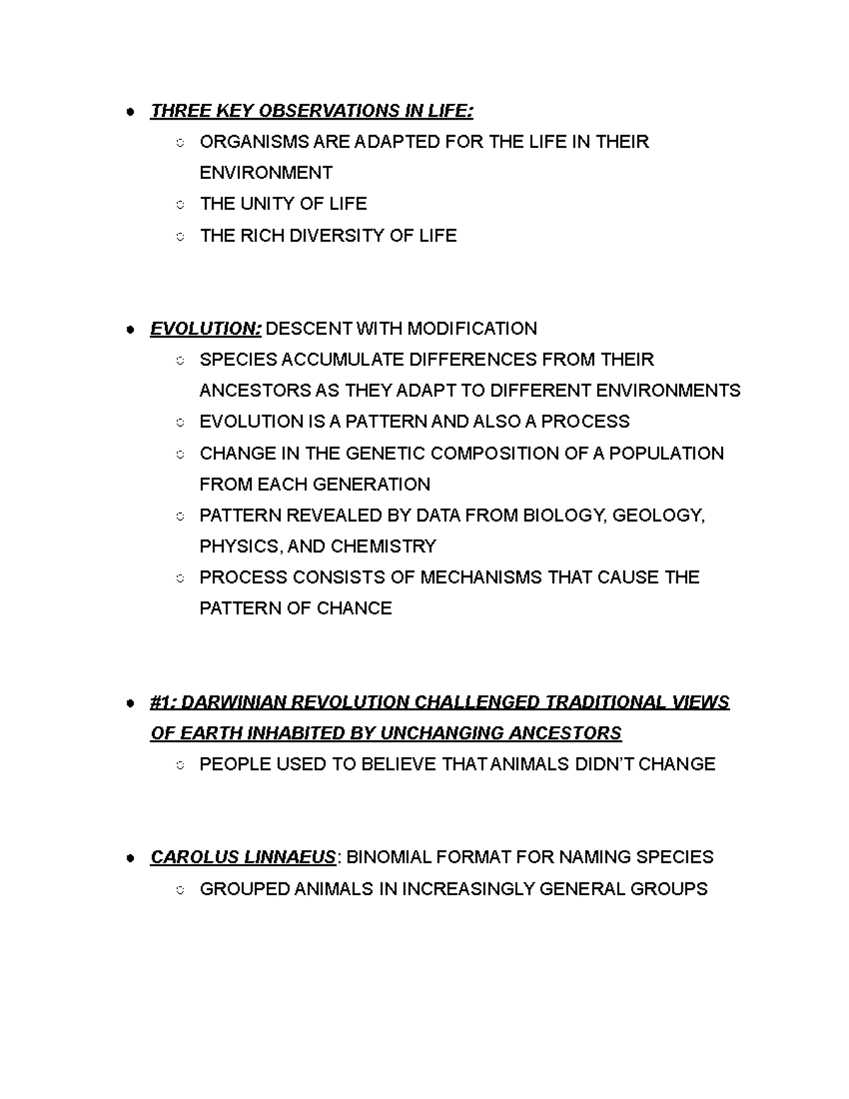 Biological Evolution - THREE KEY OBSERVATIONS IN LIFE: ORGANISMS ARE ...