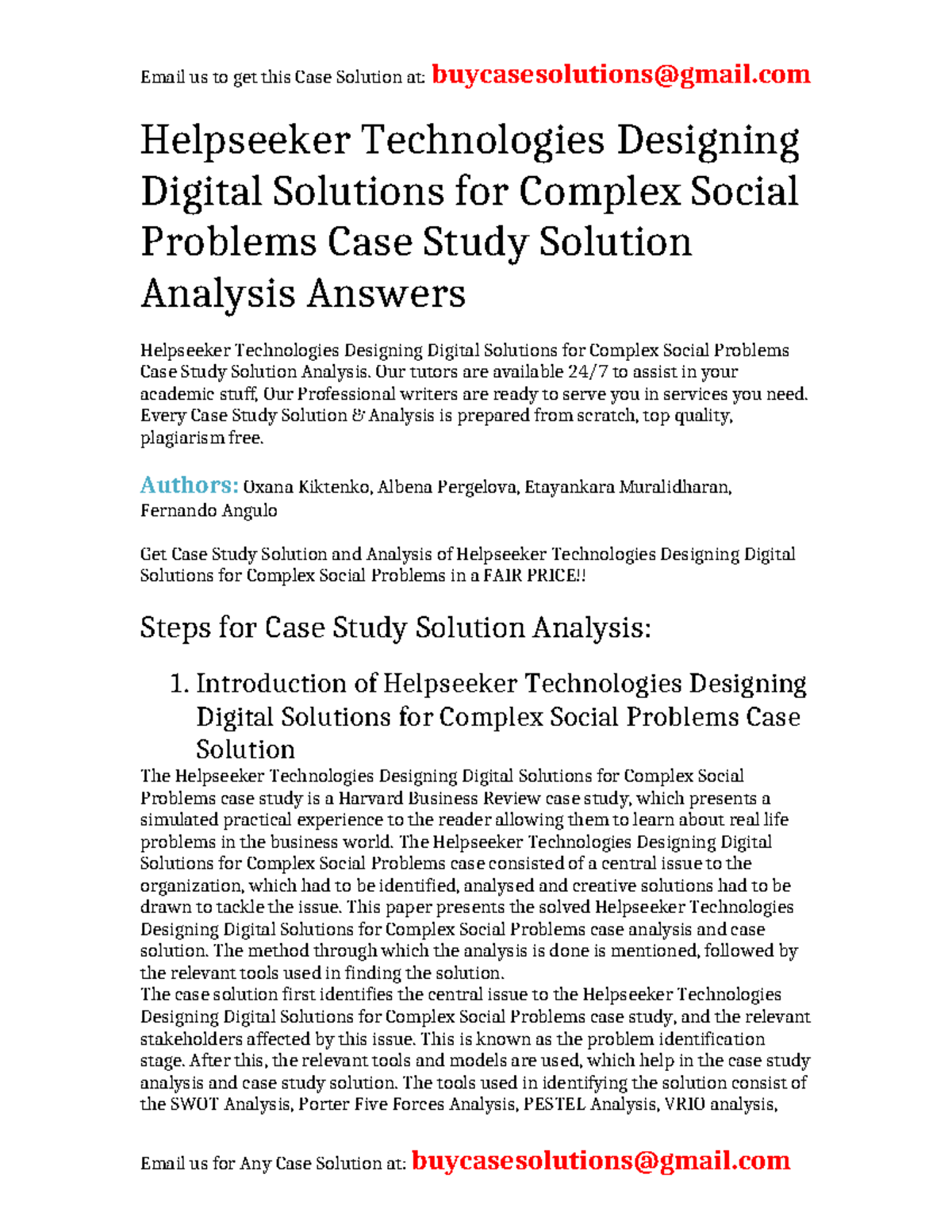 Case Solution Helpseeker Technologies Designing Digital Solutions for ...