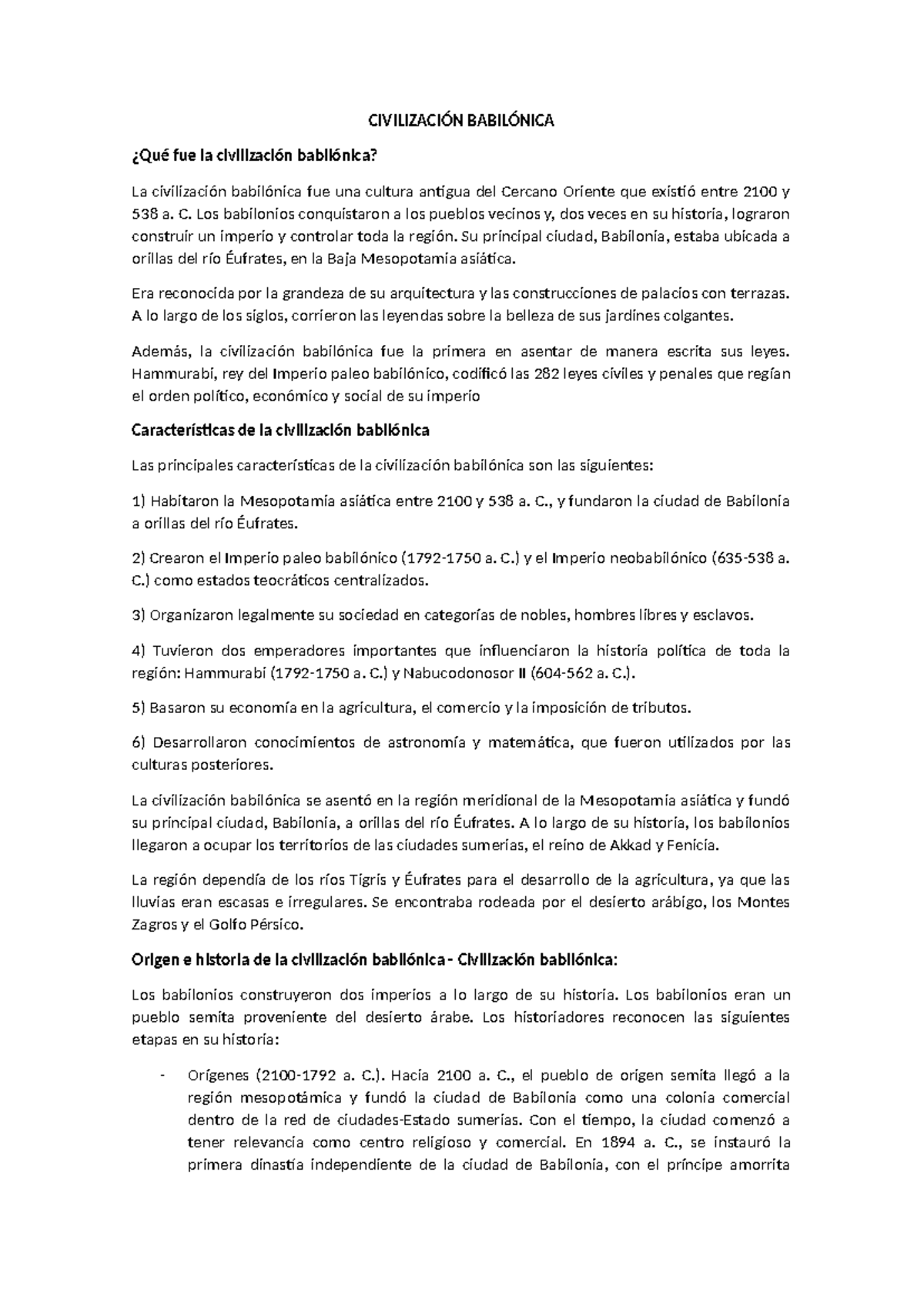 Ccivilizaciones - Historia del comercio - CIVILIZACIÓN BABILÓNICA ¿Qué ...
