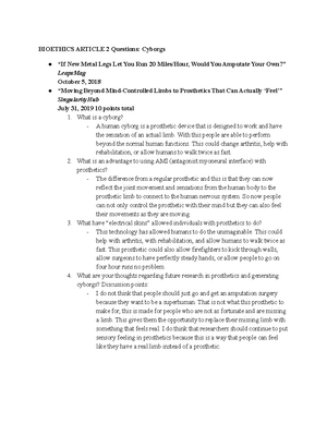 Bioethics Article 1 Questions Xenotransplantation - BIOETHICS ARTICLE 1 ...