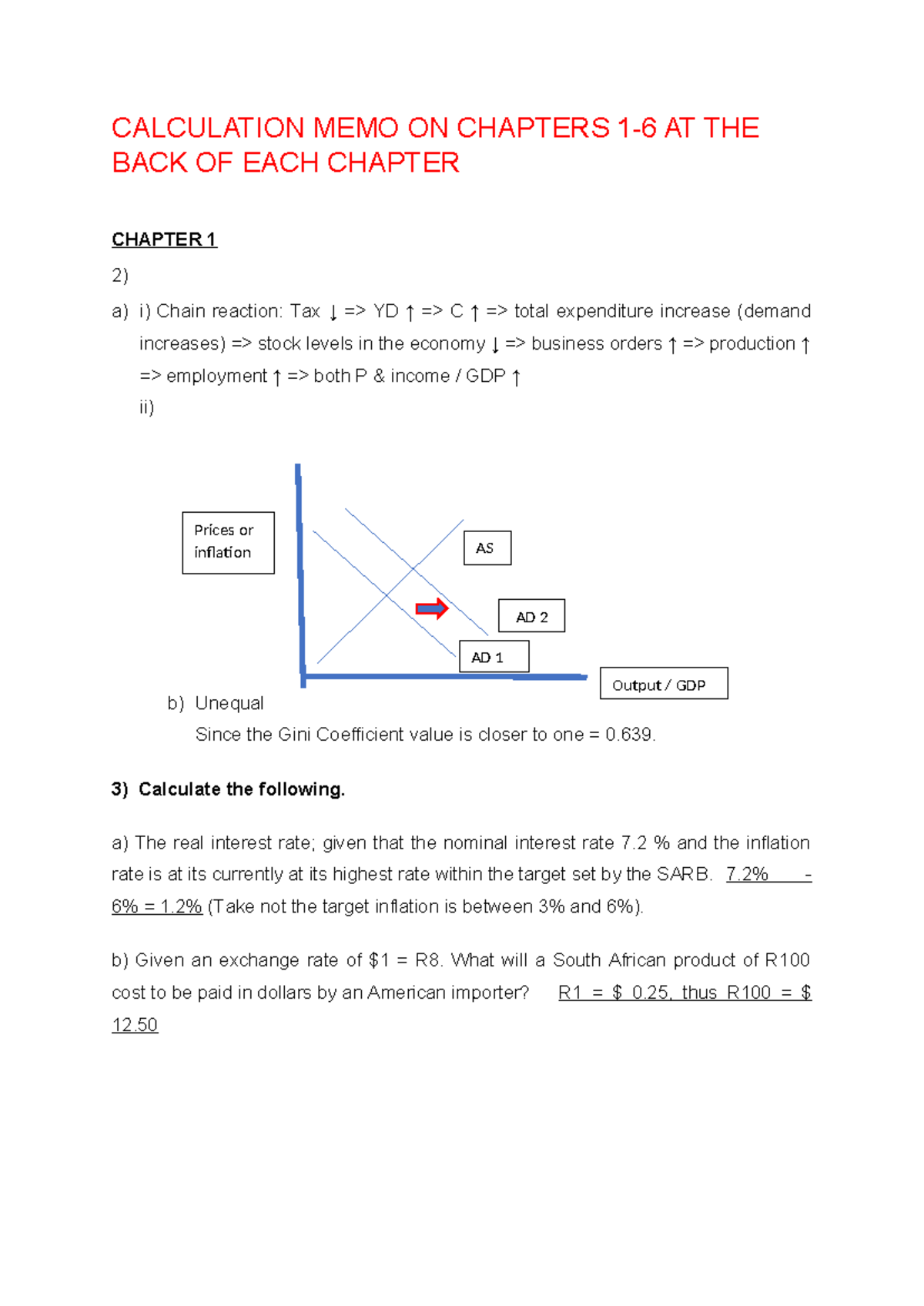 Calculation MEMO ON Chapters - CALCULATION MEMO ON CHAPTERS 1-6 AT THE BACK OF EACH CHAPTER ...