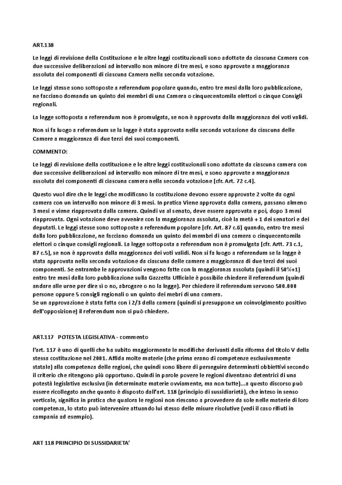UNI- Articoli - ART.138 Le leggi di revisione della Costituzione e le ...