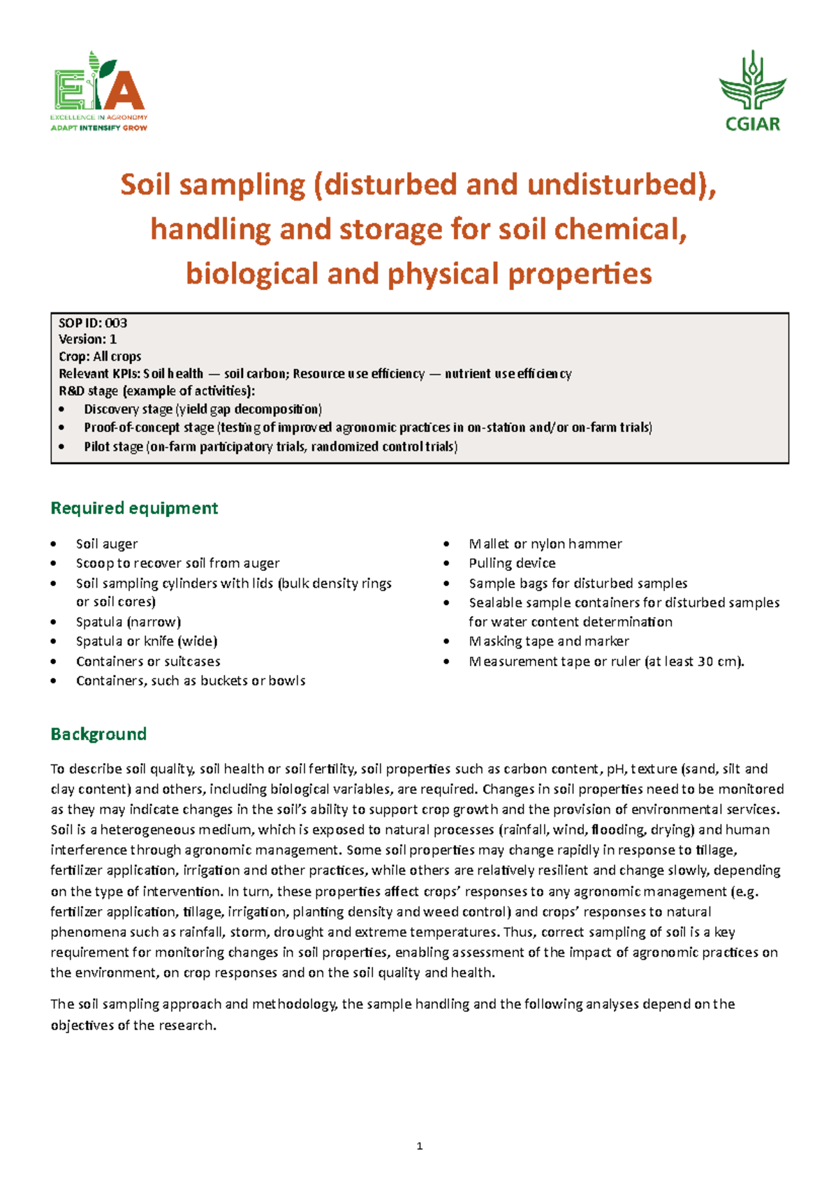 Ei A KPI SOP-033 - Soil sampling (disturbed and undisturbed), handling ...