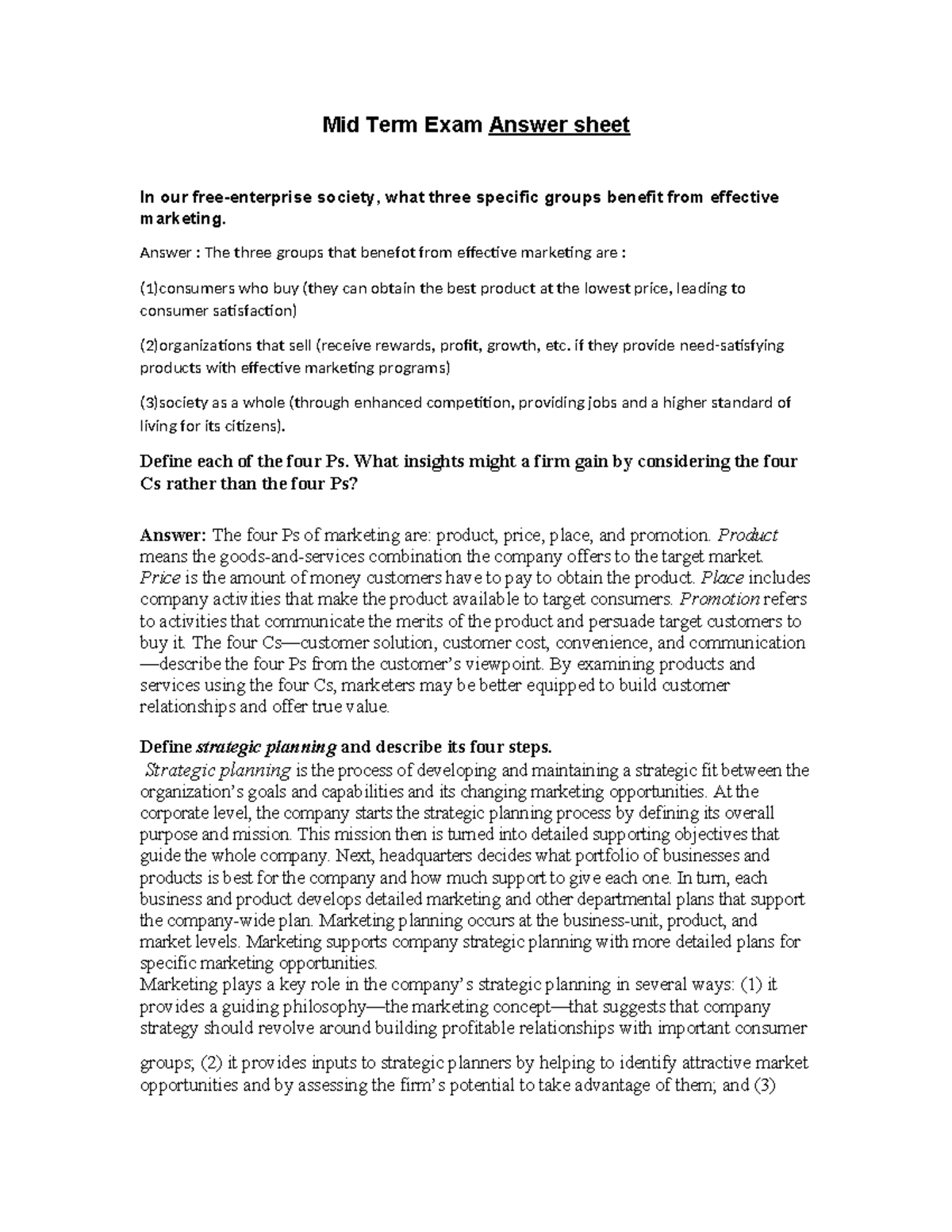 Mid Term Exam Comm 223 Answer Sheet - Mid Term Exam Answer sheet In our ...