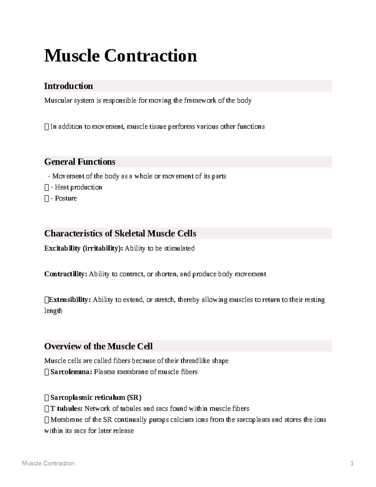 Muscle Contraction - muscular system - Muscle Contraction Introduction ...