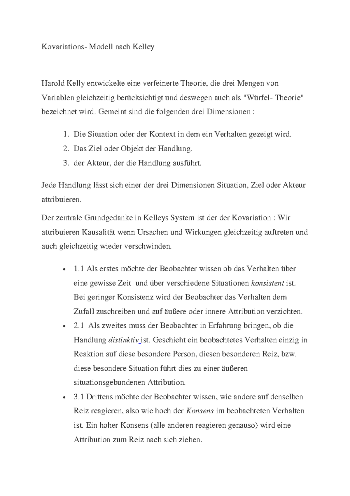 Kovariationsmodell nach Kelley - Kovariations- Modell nach Kelley ...