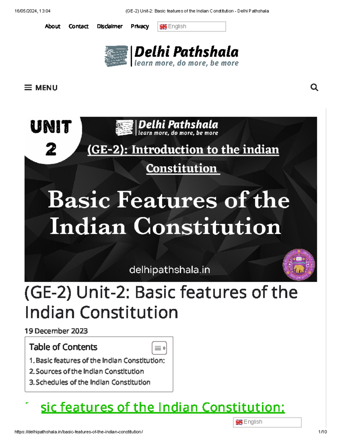 (GE-2) Unit-2 Basic features of the Indian Constitution - Delhi Pathshala - (GE-2) Unit-2: Basic ...