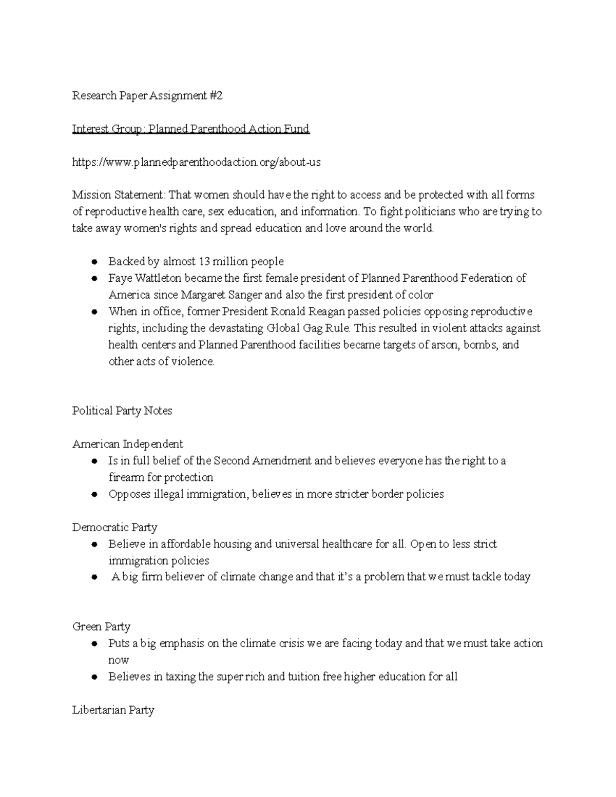Research Paper Assignment #2 - To fight politicians who are trying to ...