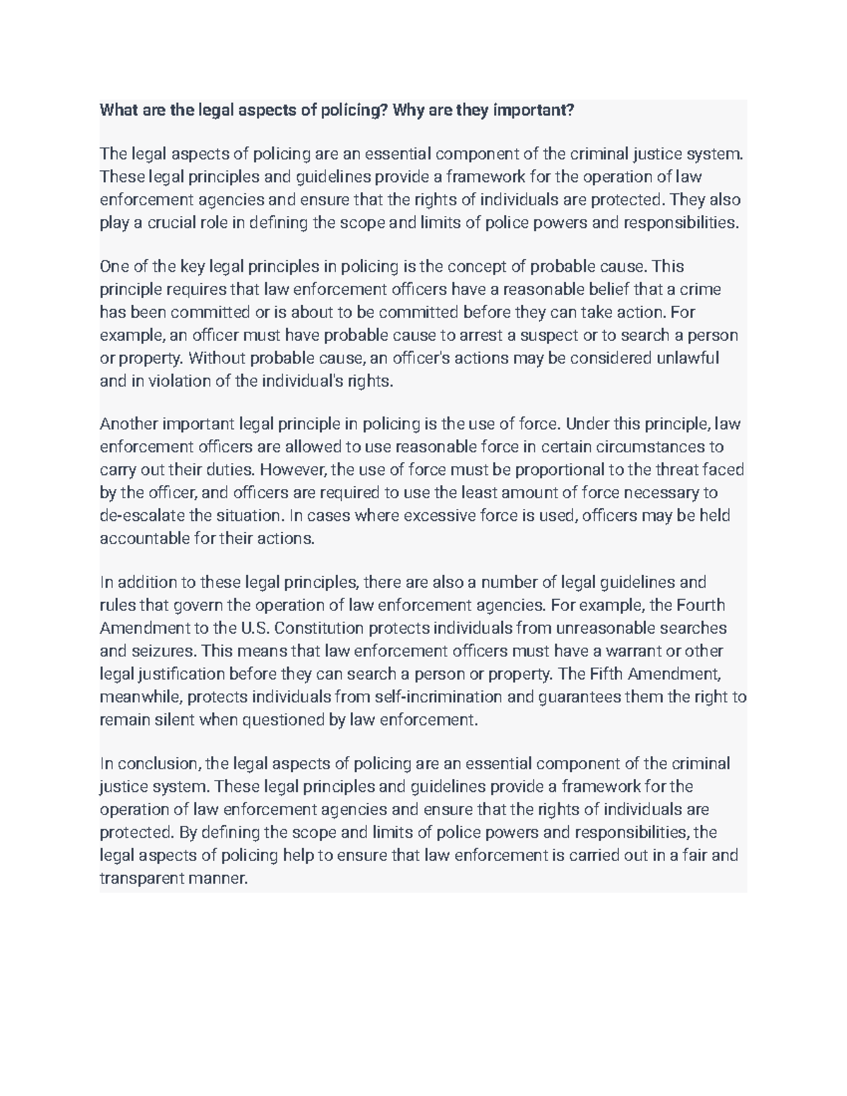 Legal Aspects of Policing - What are the legal aspects of policing? Why ...