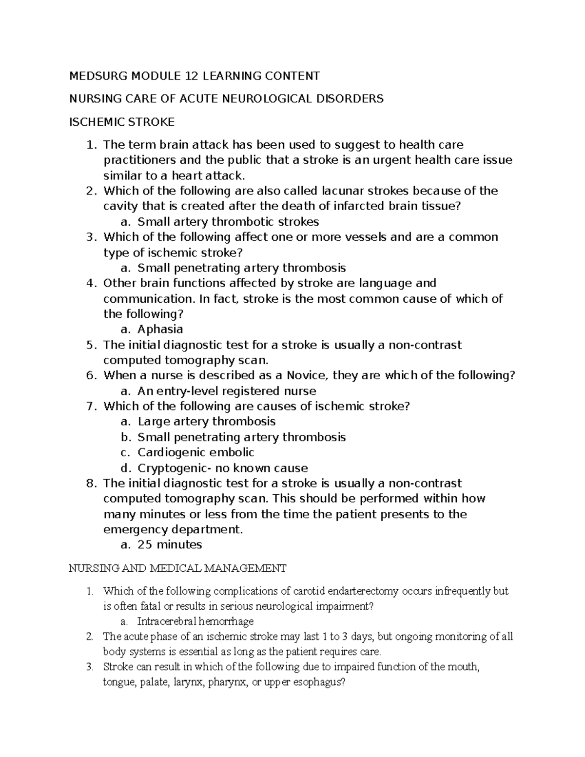 Med Surg Module 12 Learning Content - MEDSURG MODULE 12 LEARNING ...
