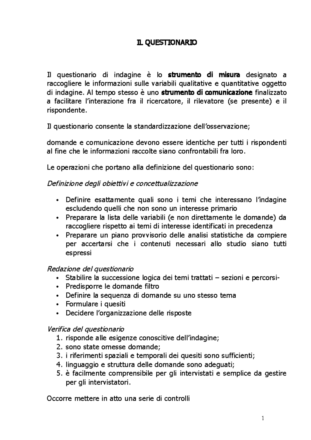 IL Questionario realizzato da gruppo studio - IL QUESTIONARIO Il ...