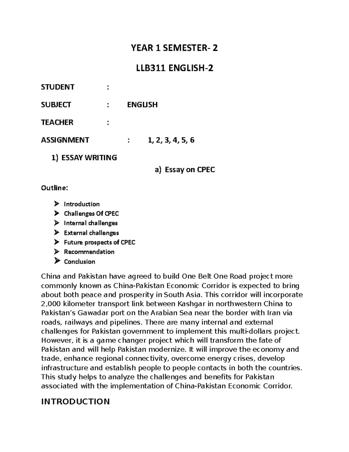 YEAR 1 Semester Assignment - YEAR 1 SEMESTER- 2 LLB311 ENGLISH- STUDENT ...