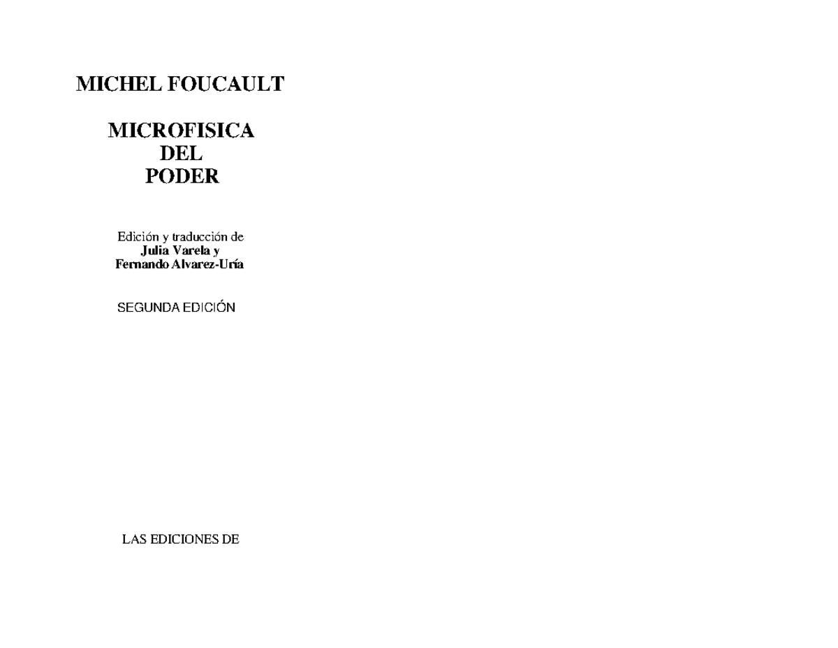 Microfísica del poder - Foucault - MICHEL FOUCAULT MICROFISICA DEL ...